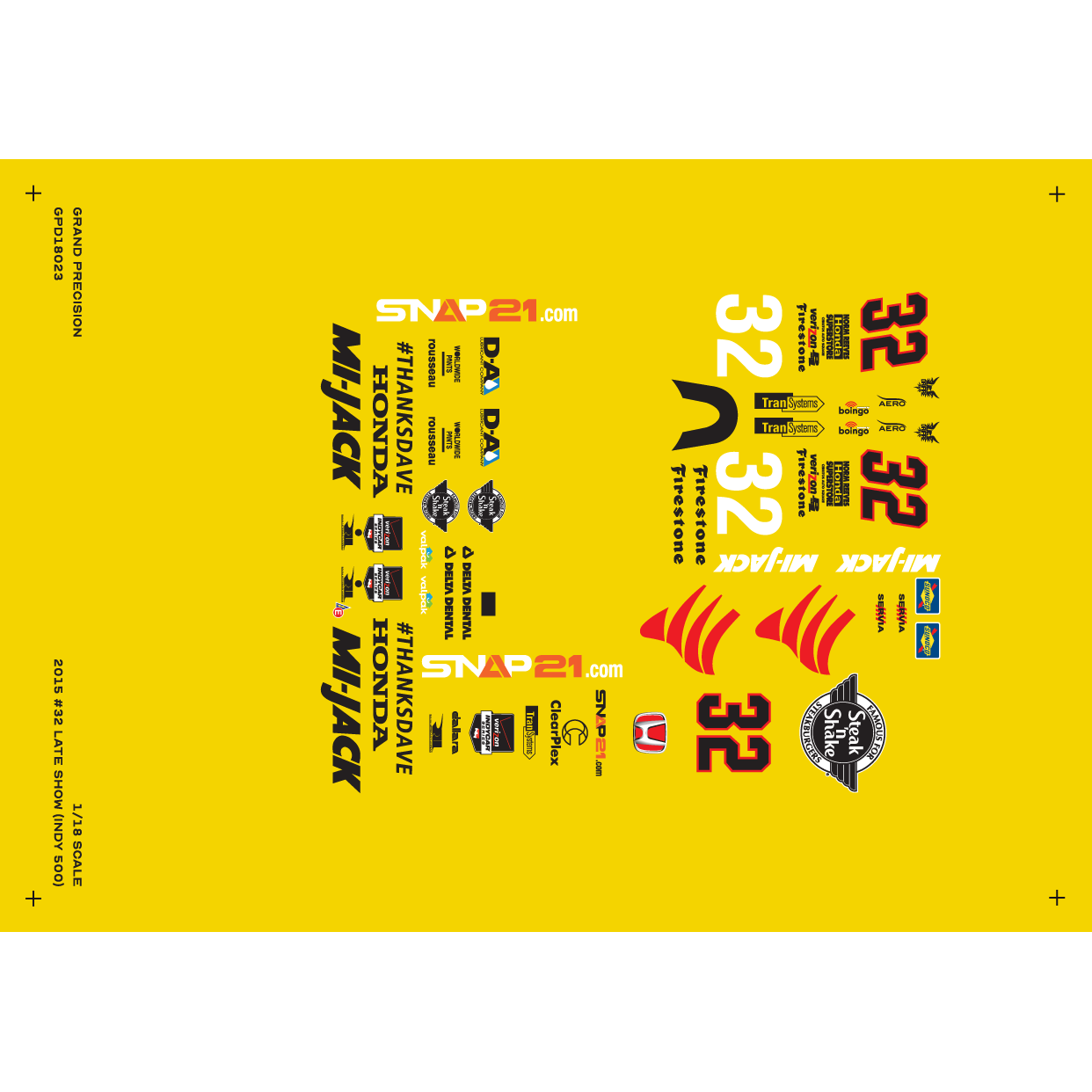 Grand Precision - 1/18 2015 Oriol Servia #32 Rahal (Indy 500) Decals ...