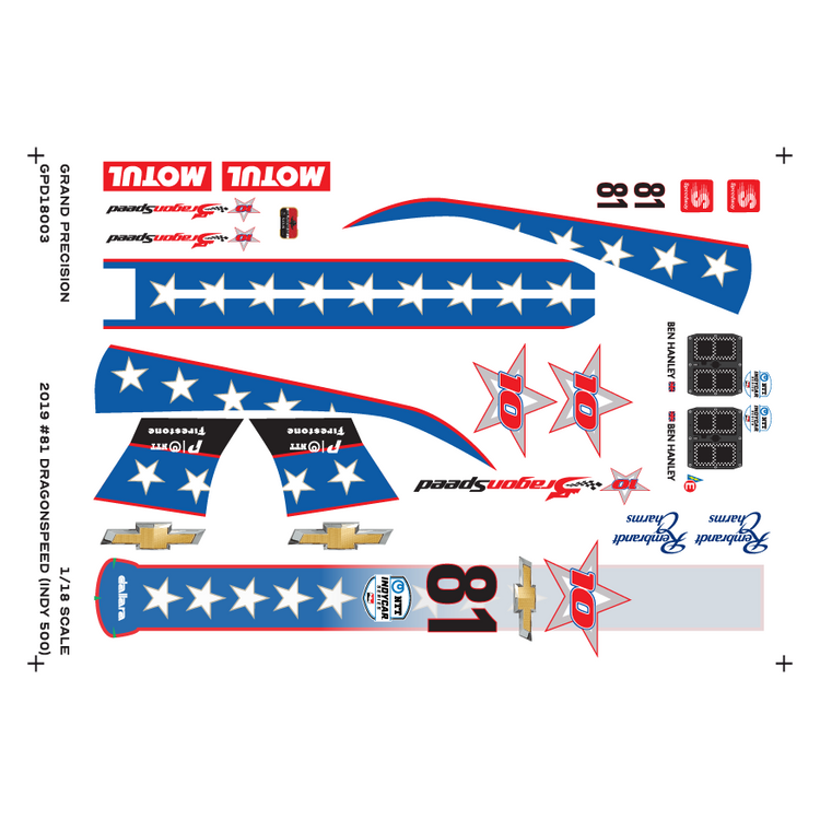 Grand Precision - 1/18 2019 Ben Hanley #81 Dragonspeed Dallara Decals ...