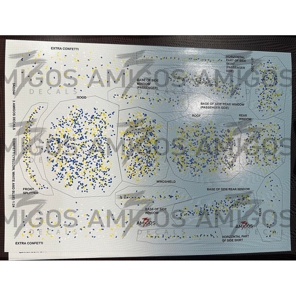 3 Amigos Decals CONFETTI YELLOW WHITE AND BLUE Decal Set 1:24 – Print ...