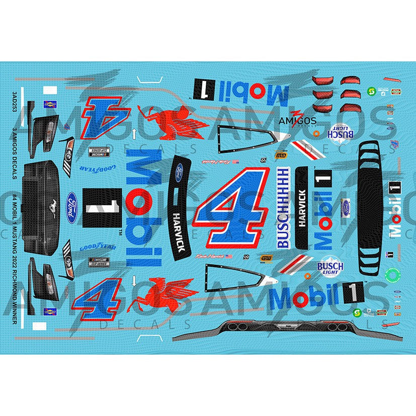 3 Amigos Decals #4 MOBIL 1 2022 RICHMOND WINNER MUSTANG Decal Set 1:24 ...
