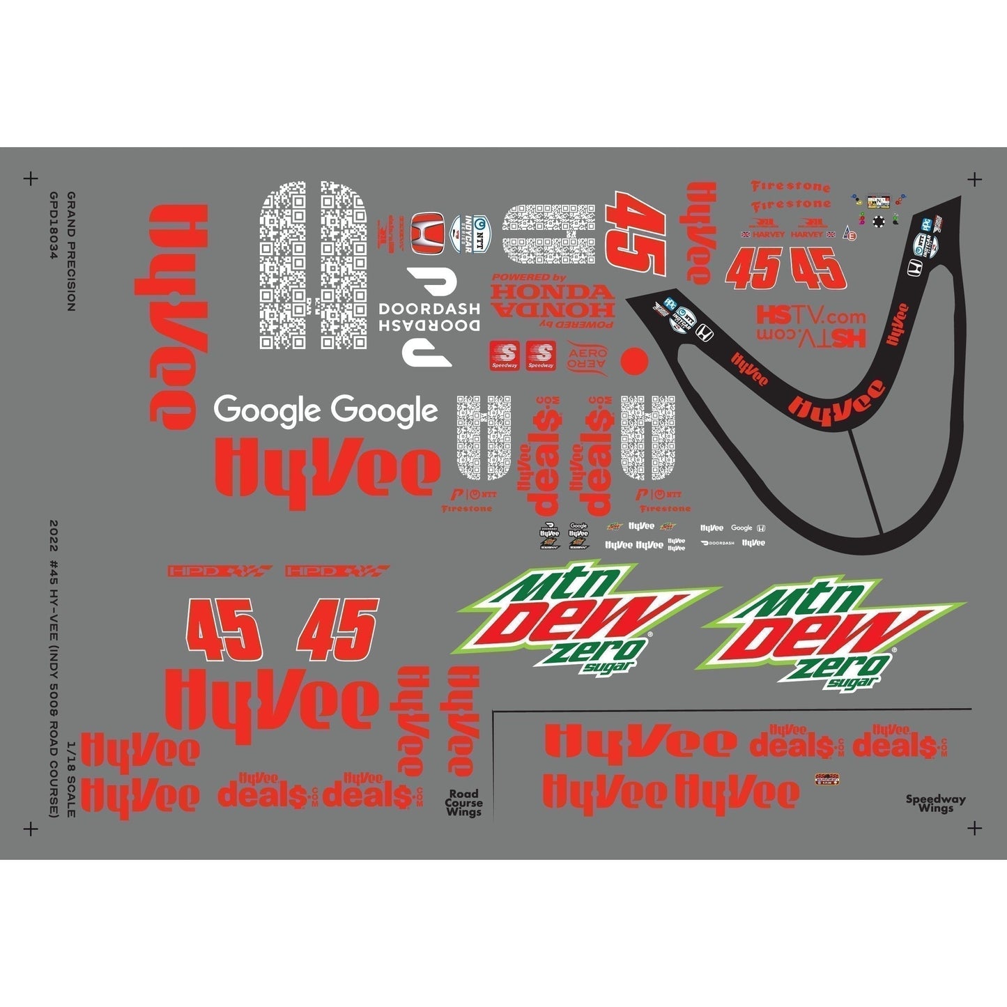 Grand Precision - 1/18 2022 Jack Harvey #45 Hy-Vee Decals – Print it Decals
