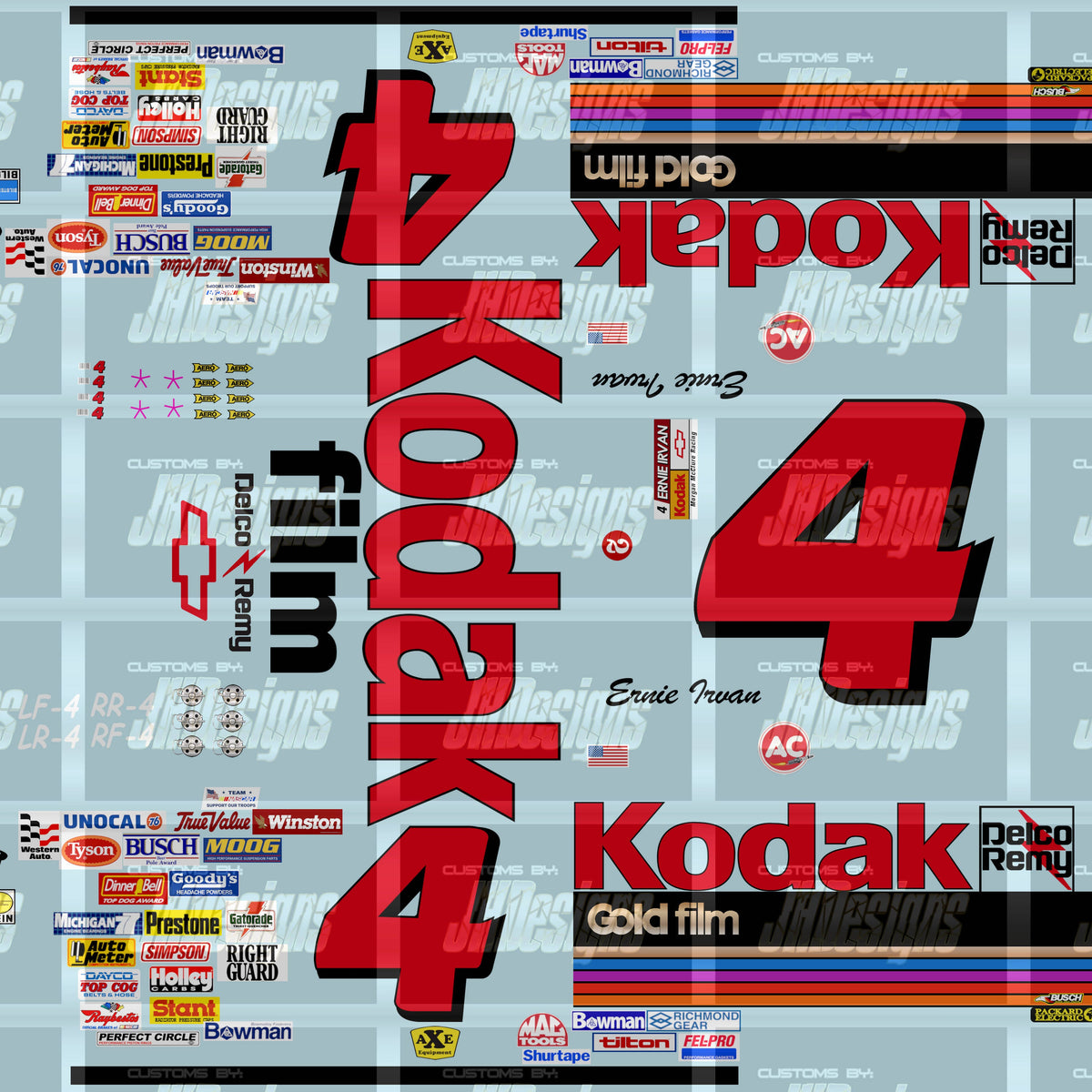 JH Designs Ernie Irvan 1991 CUP #4 Kodak Gold Film (Daytona 500 Win) 1 ...