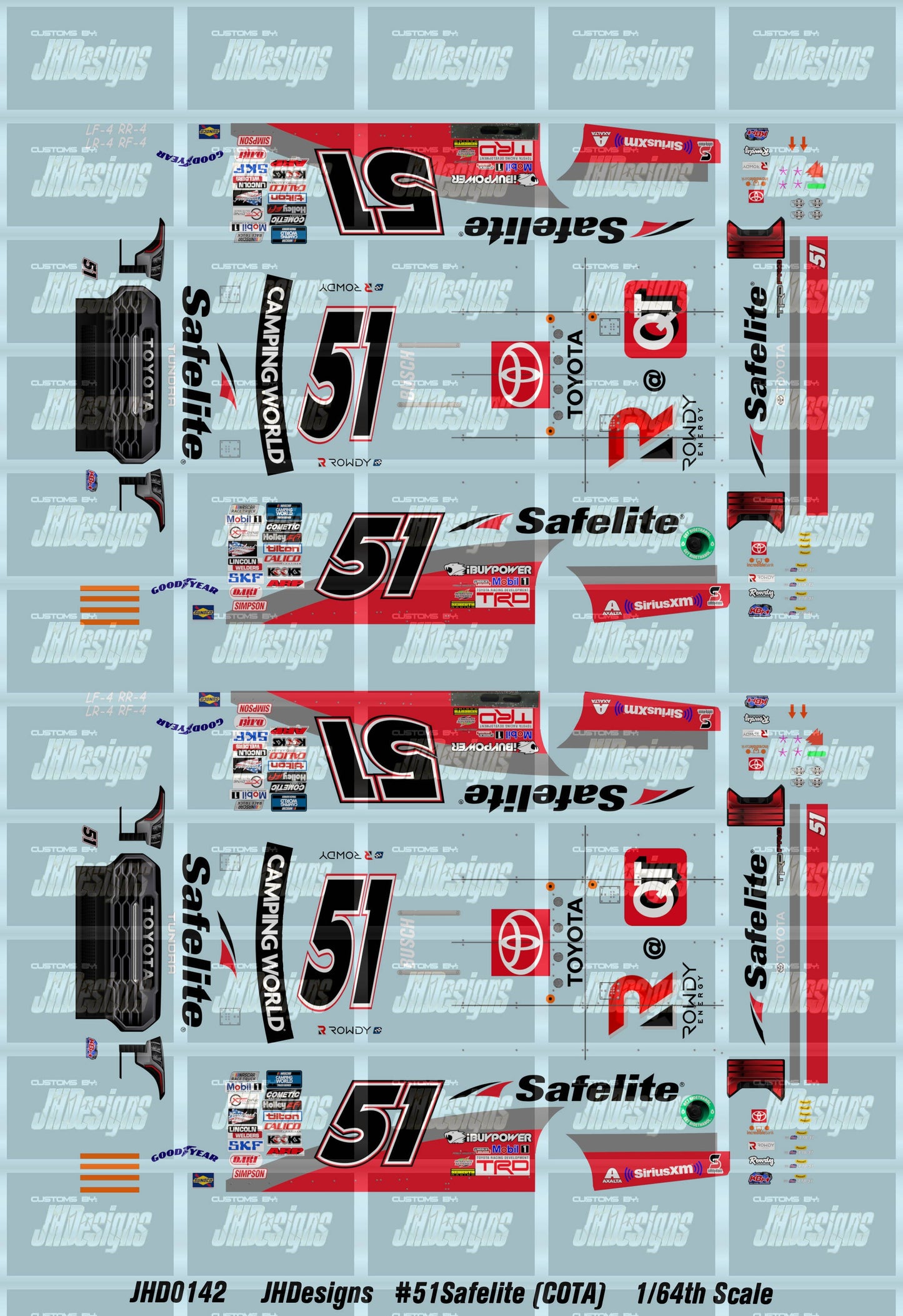 JH Designs Kyle Busch 2022 CWTS #51 Safelite Auto Glass (COTA) 1:64 Ra ...