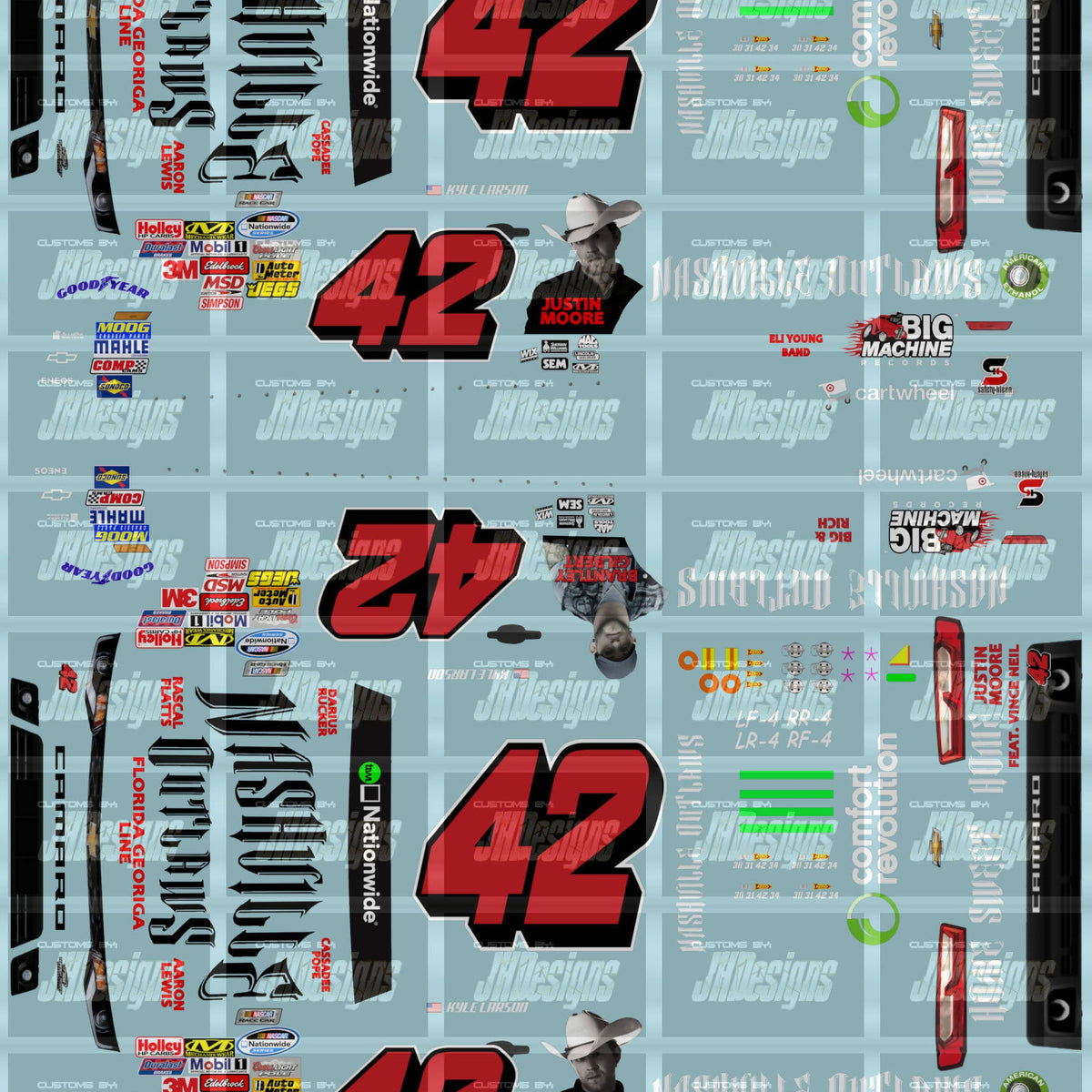 JH Designs Kyle Larson 2014 NWS #42 Nashville Outlaws 1:64 Racecar Dec ...