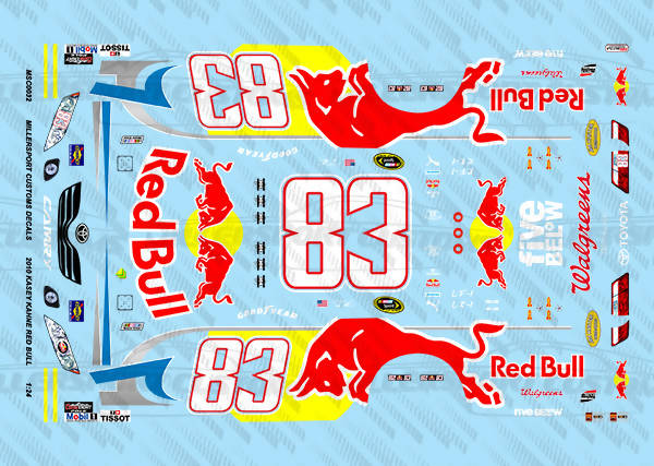 Millersport Customs 2010 Kasey Kahne Red Bull Toyota Camry 1/24 Decal ...