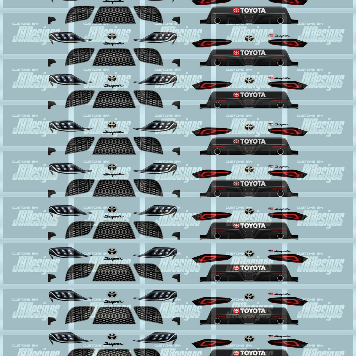 JH Designs Toyota Supra 2022 Xfinity Headlights & Tail Lights 1:64 Rac ...