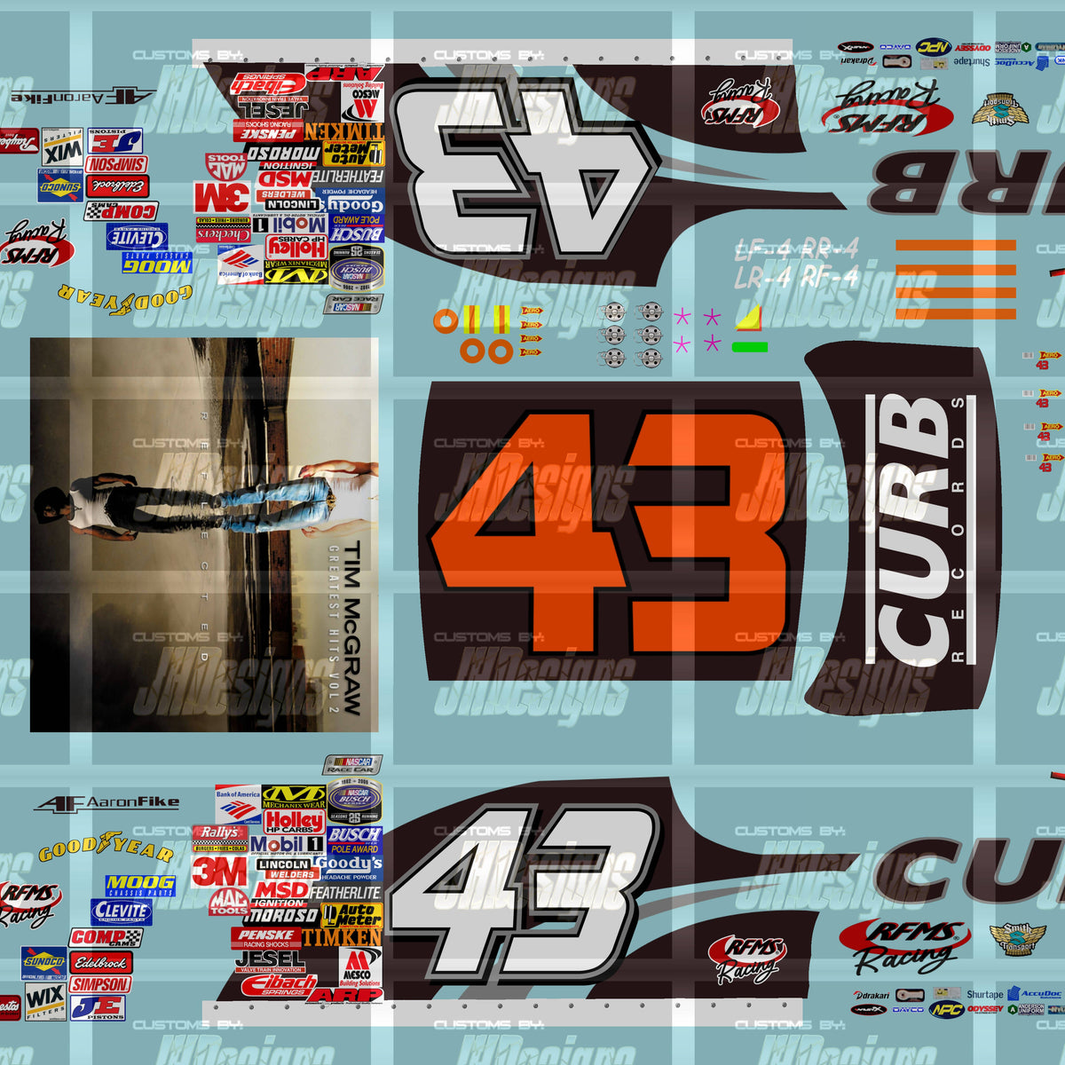 JH Designs Aaron Fike 2006 NBS #43 Tim McGraw - Curb Records 1:24 Race ...