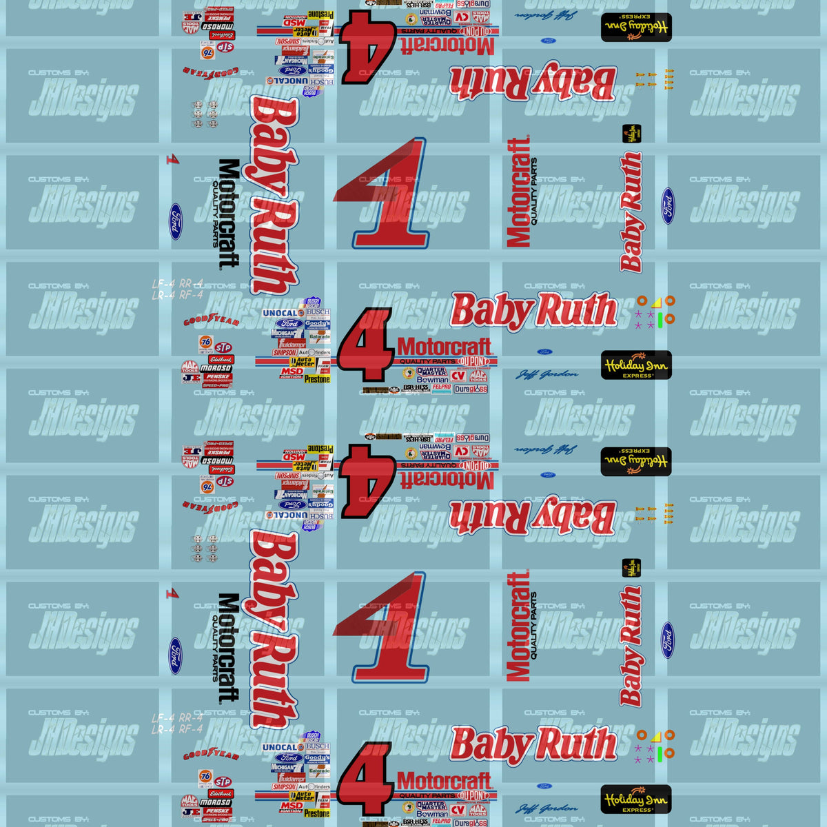 JH Designs Jeff Gordon 1992 NBS #4 Baby Ruth 1:64 Racecar Decal Set ...