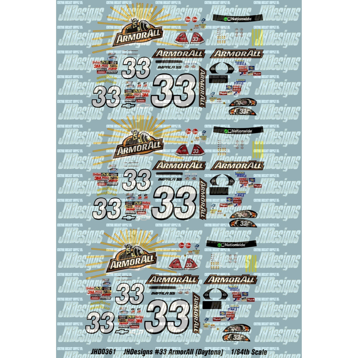 JH Designs Tony Stewart 2009 NWS #33 ArmorAll (Daytona) 1:64 Racecar D ...