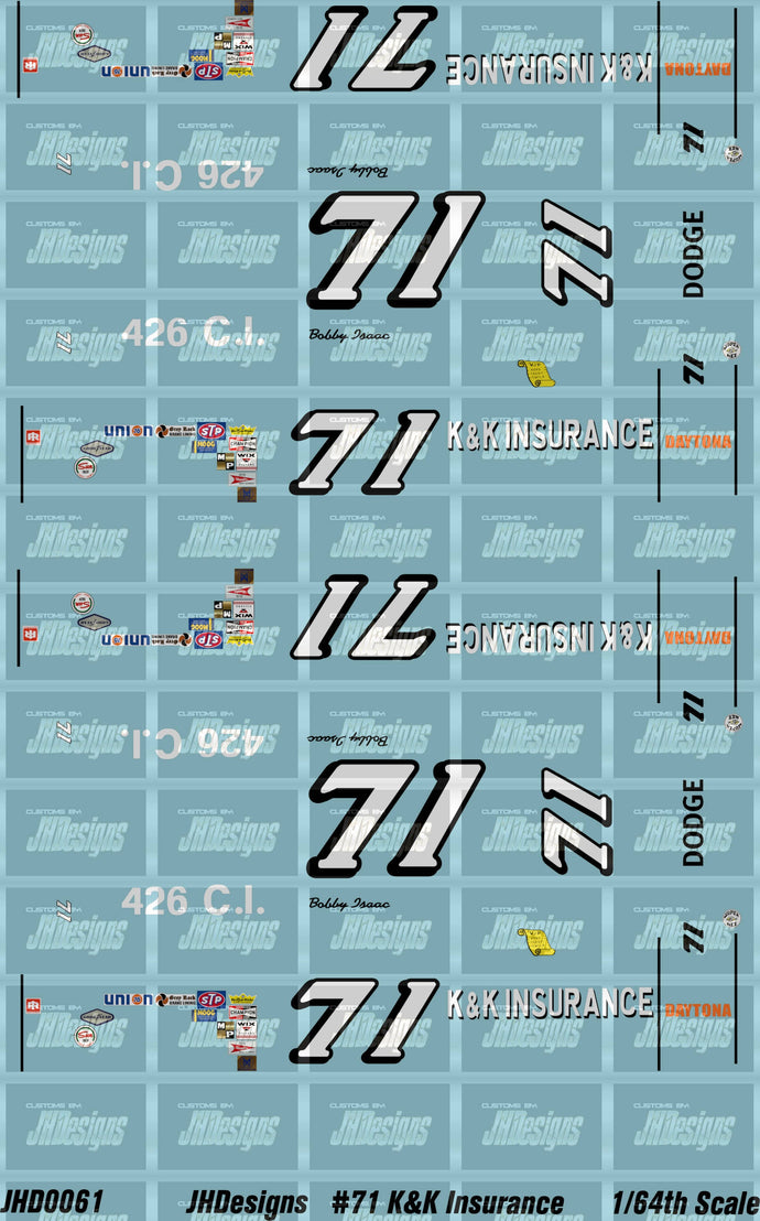 JH Designs Bobby Isaac 1970 CUP #71 K&K Insurance (Series Champion) 1 ...
