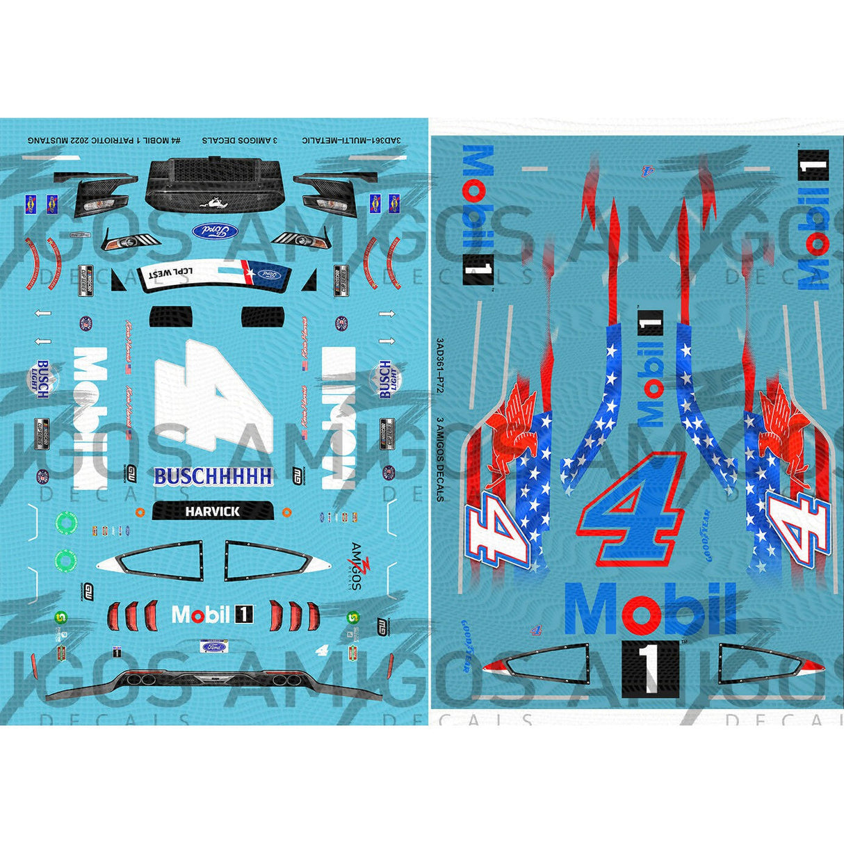3 Amigos Decals #4 MOBIL 1 PATRIOTIC 2022 COCA COLA 600 MUSTANG Decal ...