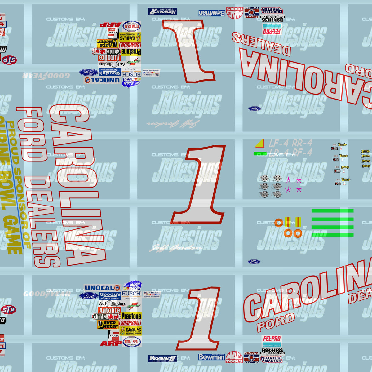 JH Designs Jeff Gordon 1991 NBS #1 Carolina Ford Dealers Shrine Bowl 1 ...
