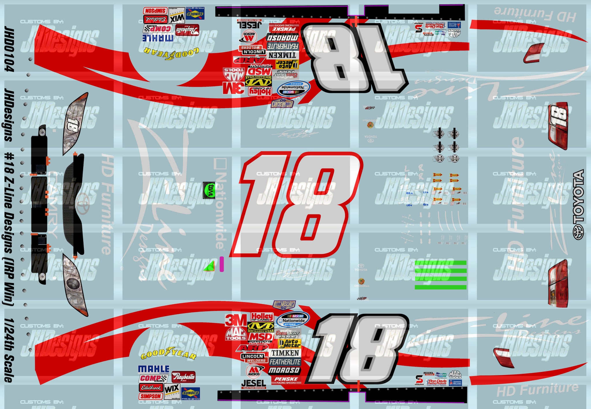 JH Designs Kyle Busch 2008 NWS #18 Z-Line Designs (IRP Race Win) 1:24 ...