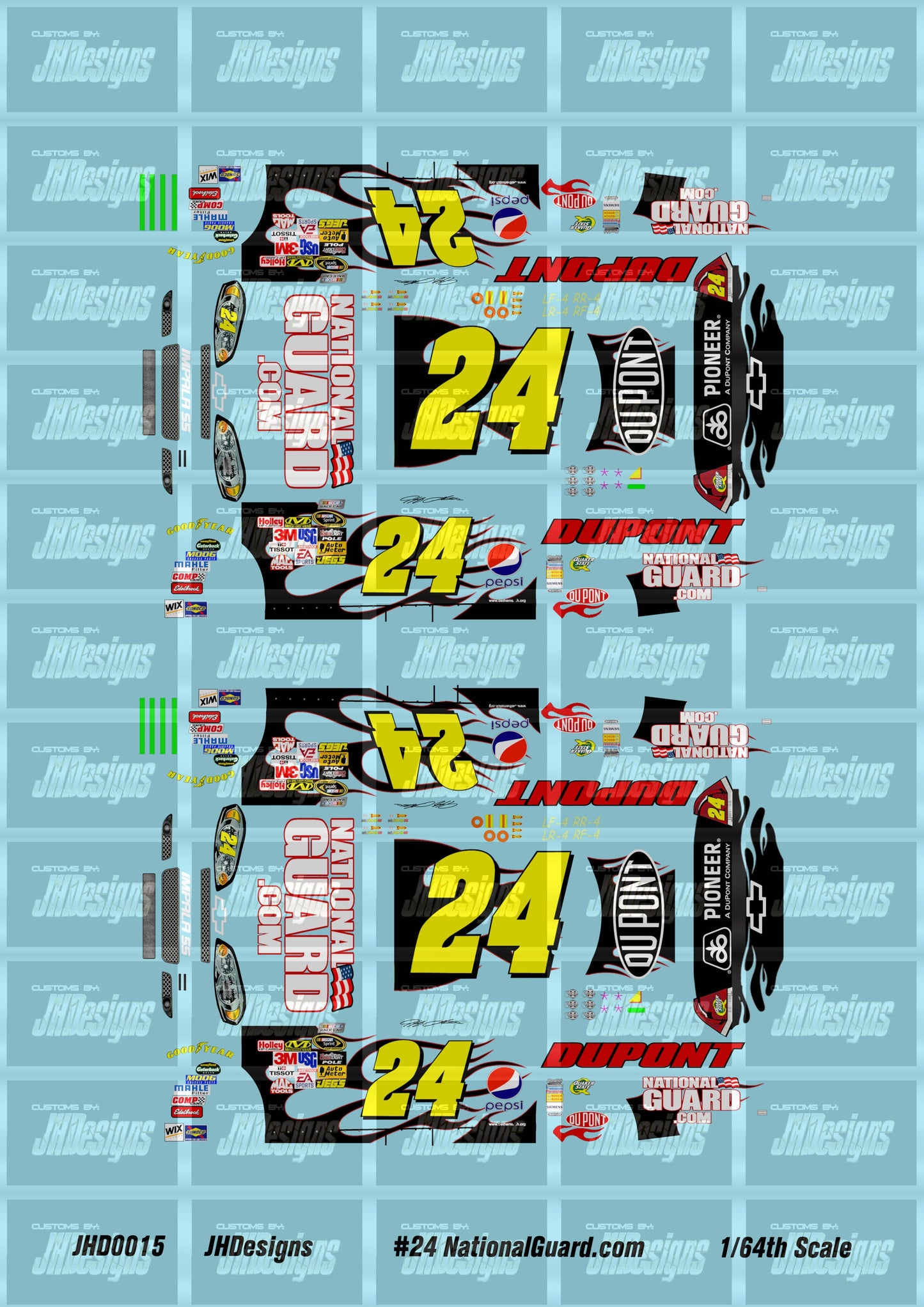 JH Designs Jeff Gordon 2009 CUP #24 NationalGuard.com 1:64 Racecar Dec ...