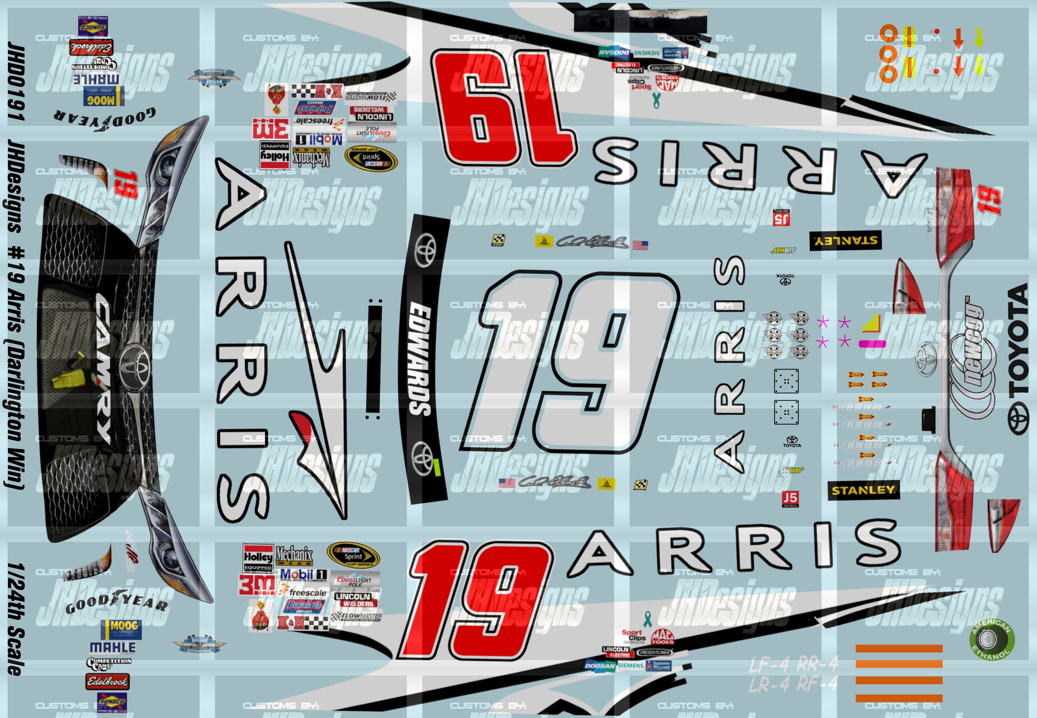 JH Designs Carl Edwards 2015 Cup #19 Arris (Darlington Race Win) 1:24 ...