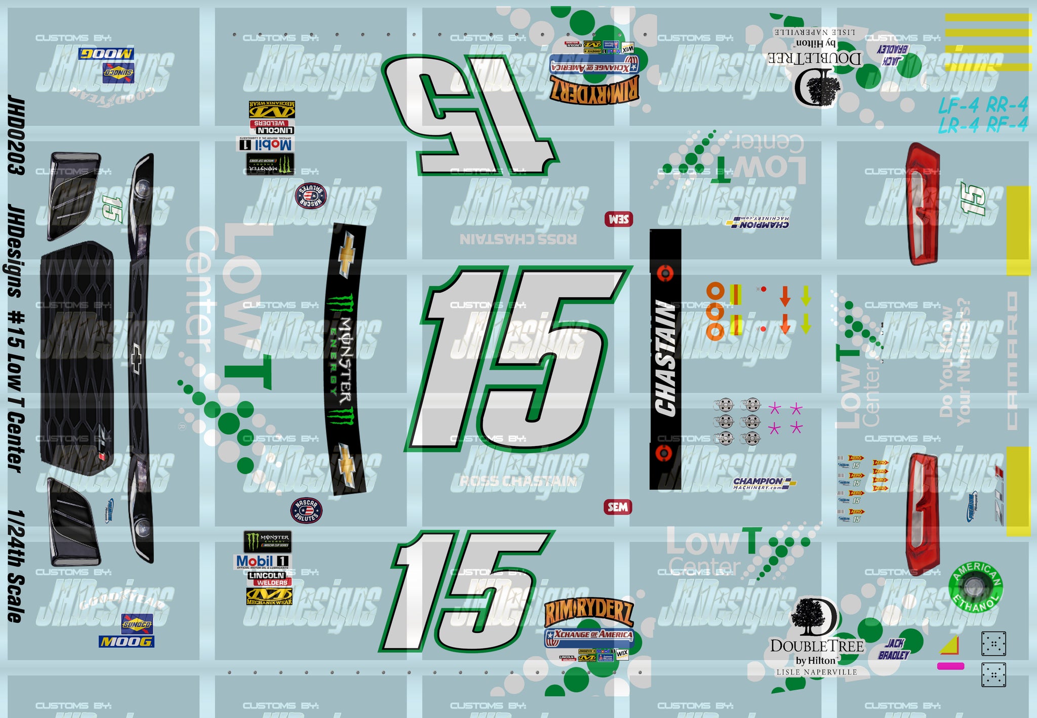 JH Designs Ross Chastain 2018 CUP #15 Low T Center 1:24 Racecar Decal ...