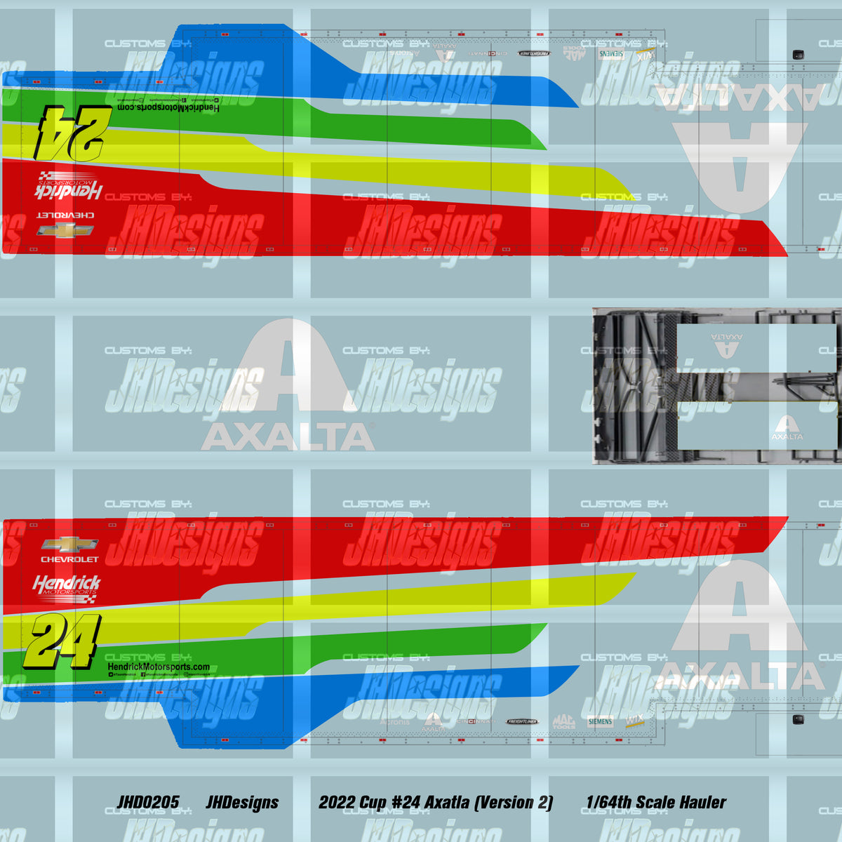 JH Designs William Byron 2022 Cup #24 Axalta 1:64 Racecar Hauler Decal ...