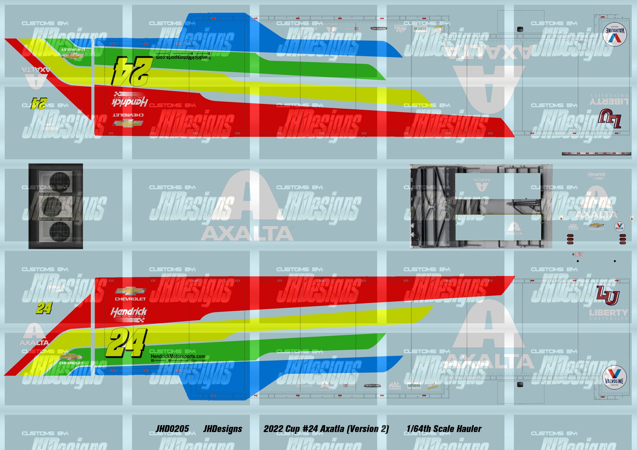 JH Designs William Byron 2022 Cup #24 Axalta 1:64 Racecar Hauler Decal ...