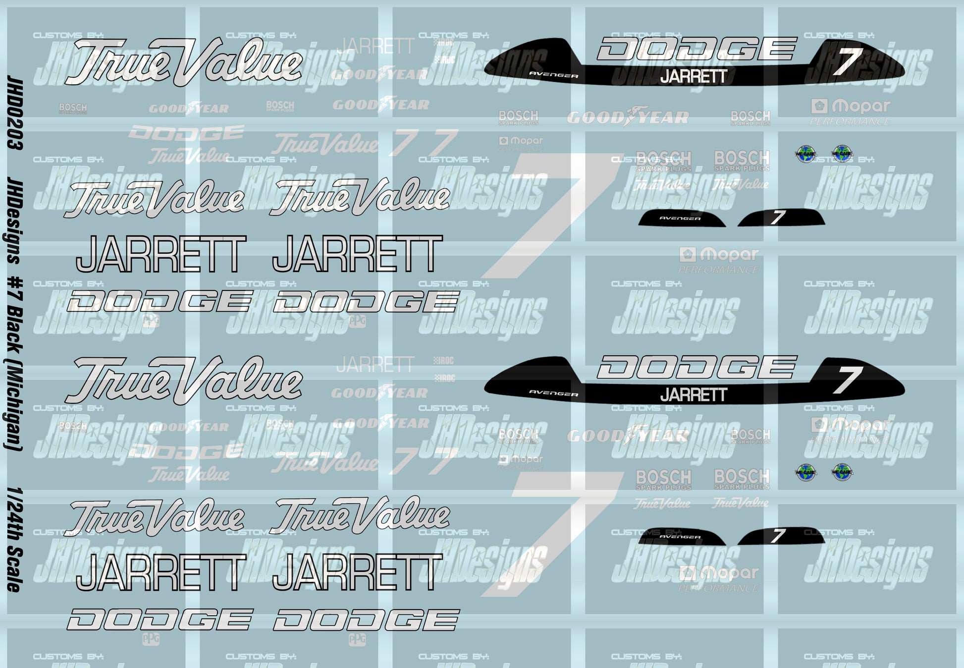 JH Designs Dale Jarrett 1994 IROC #7 Black (Michigan Race) 1:24 Raceca ...