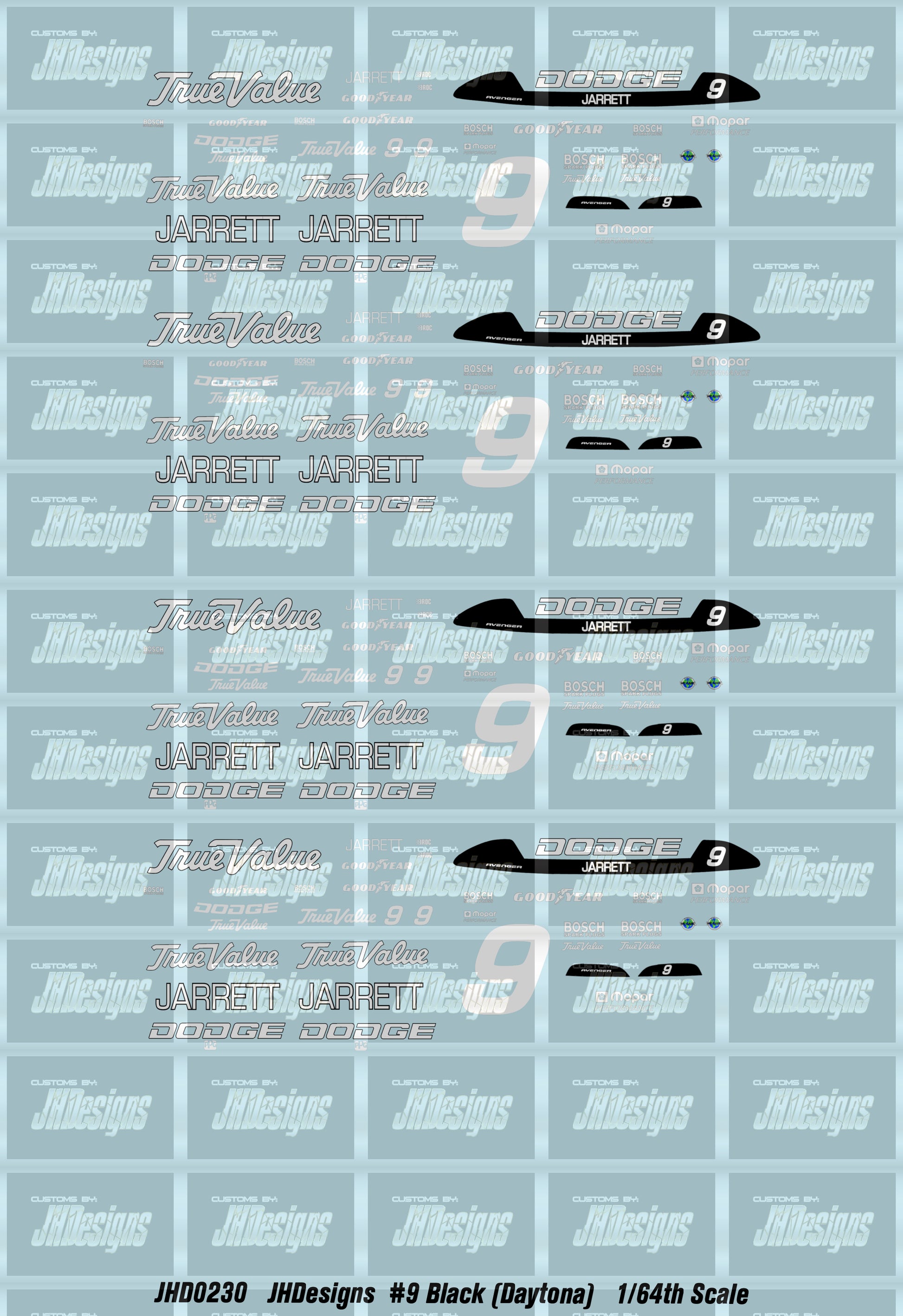 JH Designs Dale Jarrett 1994 IROC #9 Black (Daytona Race) 1:64 Racecar ...