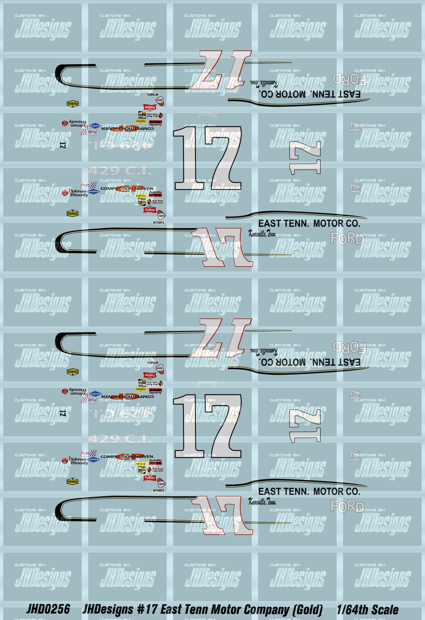 JH Designs David Pearson 1968 CUP #17 East Tenn Motor Company (Gold Ve ...
