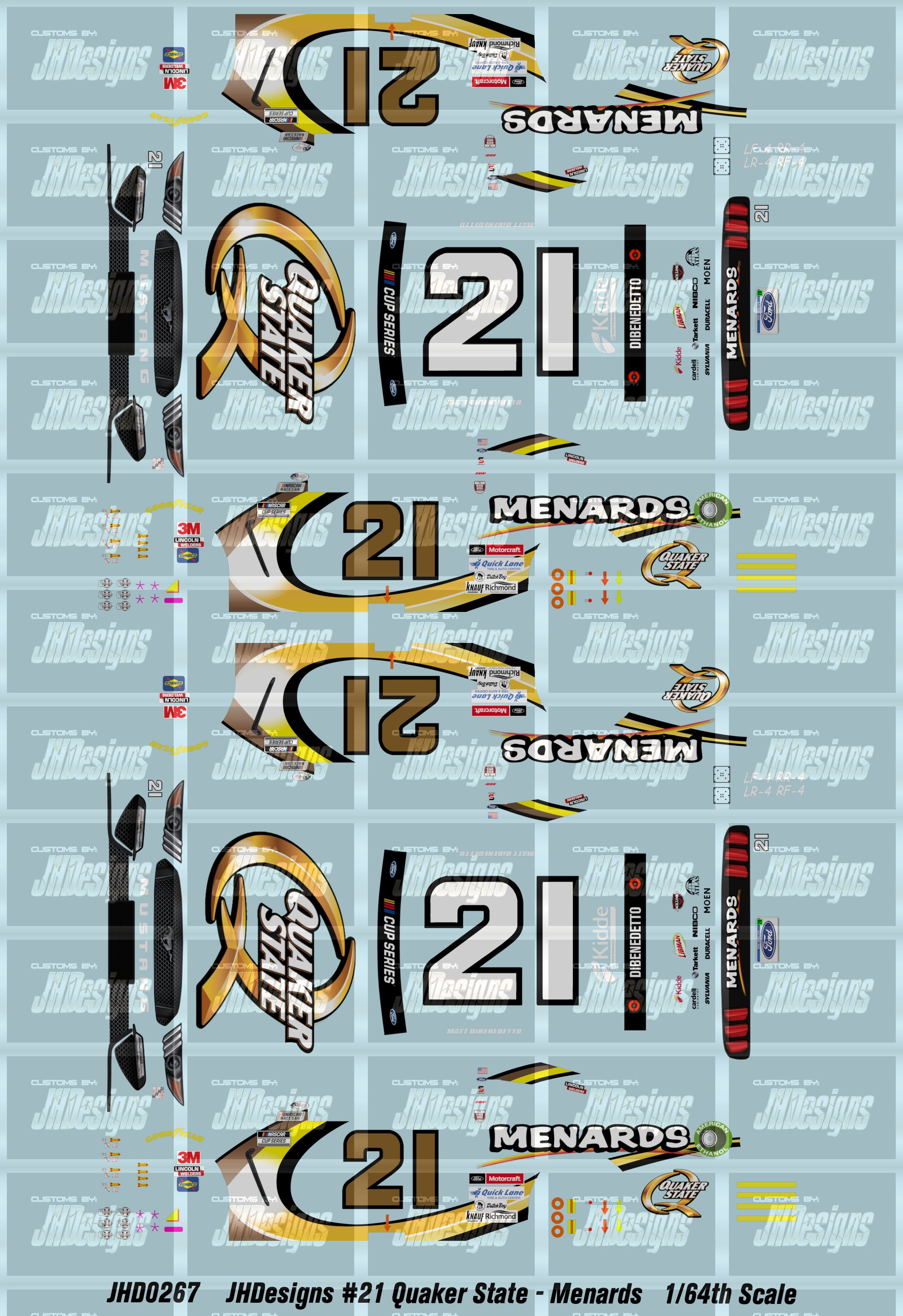 JH Designs Matt DiBenedetto 2020 CUP #21 Quaker State - Menards (Calif ...