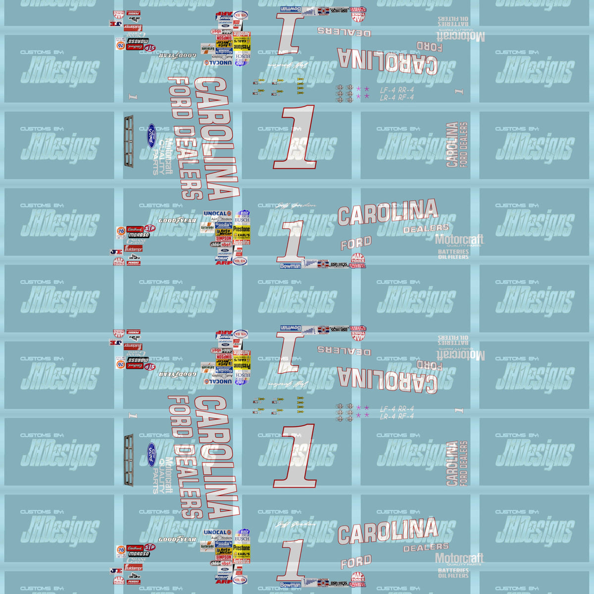 JH Designs Jeff Gordon 1991 NBS #1 Carolina Ford Dealers (Red, White ...