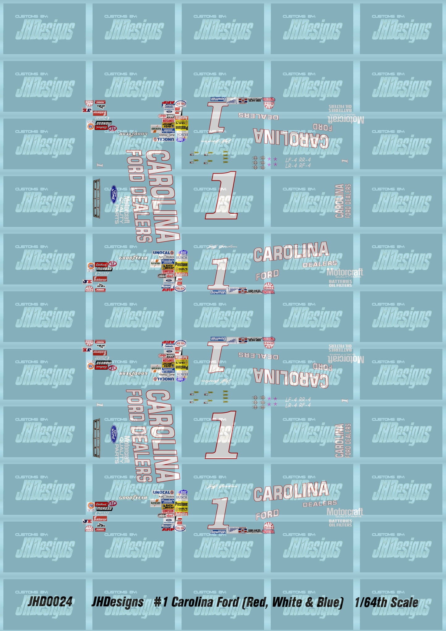 JH Designs Jeff Gordon 1991 NBS #1 Carolina Ford Dealers (Red, White ...