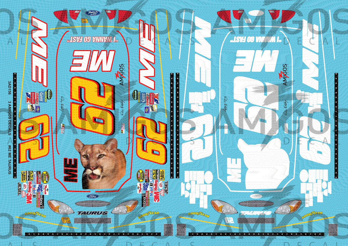 3 Amigos Decals #62 ME Ford Taurus 1/24 Decal Set – Print it Decals