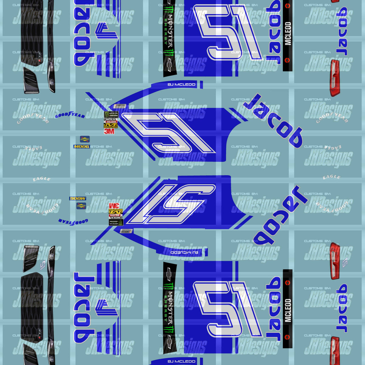 JH Designs BJ McLOED 2018 CUP #51 Jacob Industries (Darlington Throwba ...