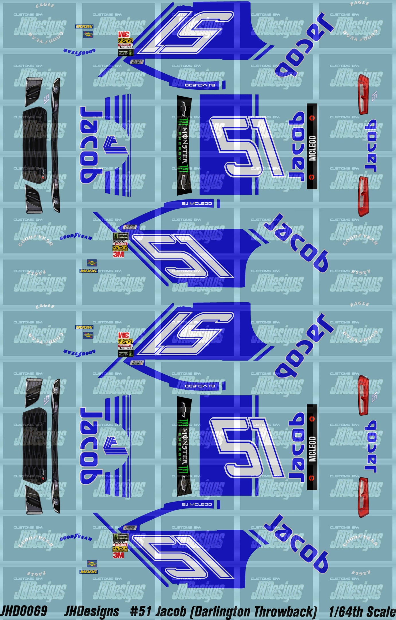 JH Designs BJ McLOED 2018 CUP #51 Jacob Industries (Darlington Throwba ...