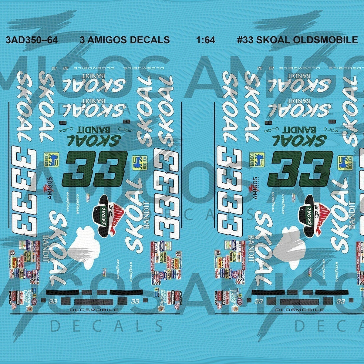 1:64 3 Amigos Decals #33 SKOAL OLDSMOBILE Decal Set – Print it Decals
