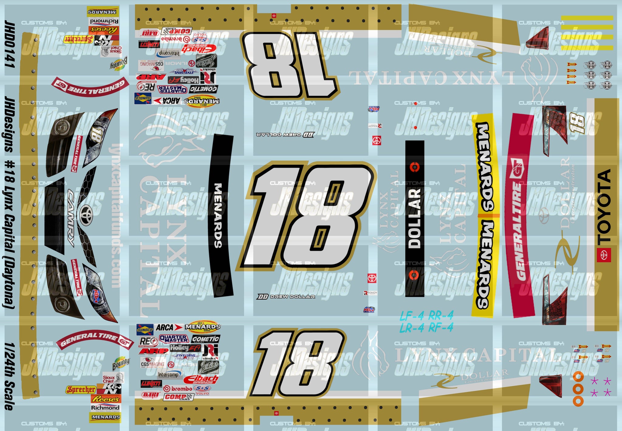 JH Designs Drew Dollar 2022 ARCA #18 Lynx Capital (Daytona) 1:24 Racec ...