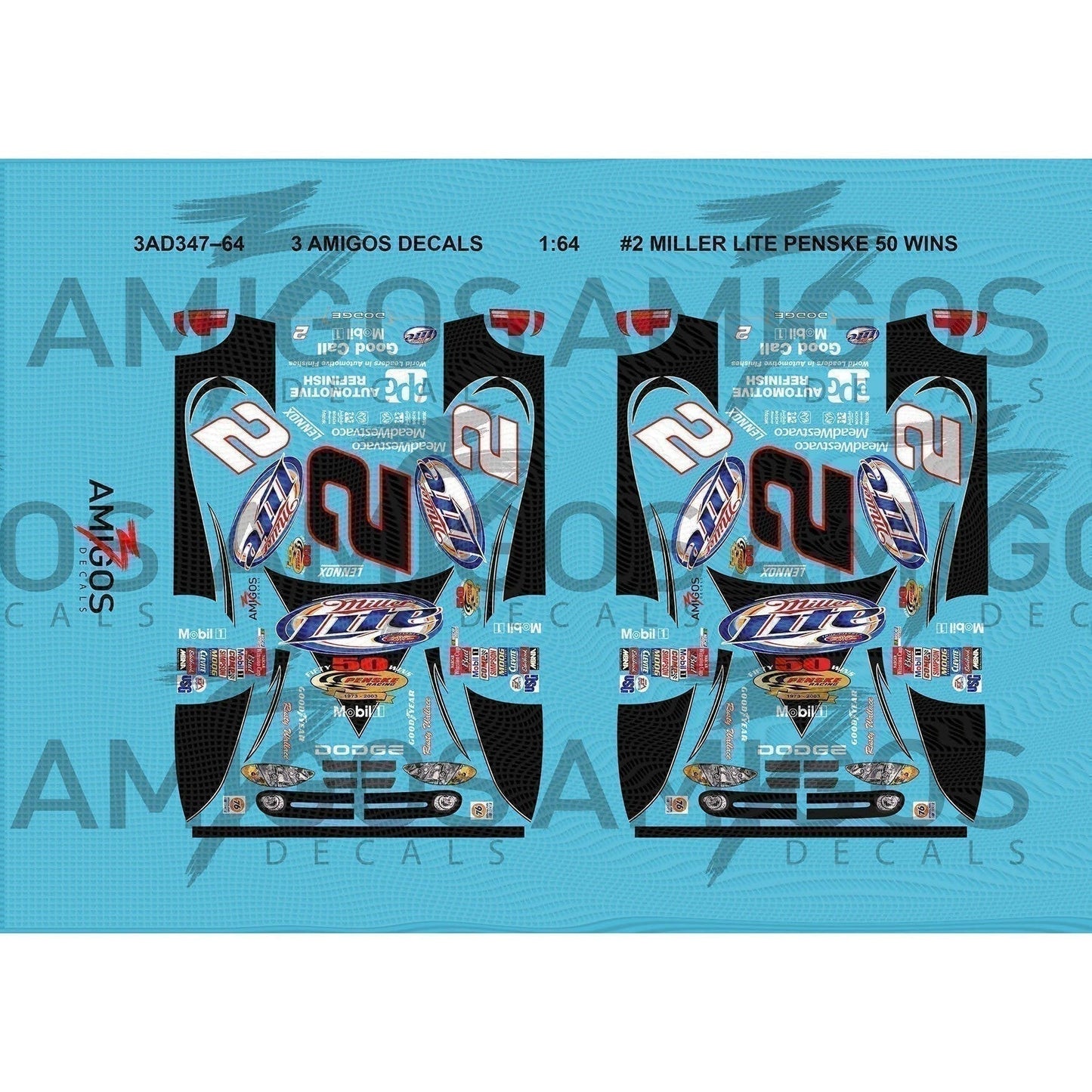 1:64 3 Amigos Decals #2 MILLER LITE PENSKE 50 WINS Decal Set – Print it ...