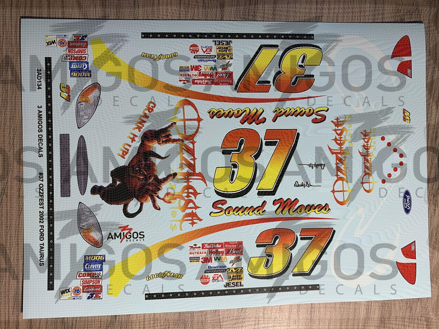 3 Amigos Decals #37 Derrike Cope Ozzfest 2002 Ford Taurus 1:24 Decal S ...