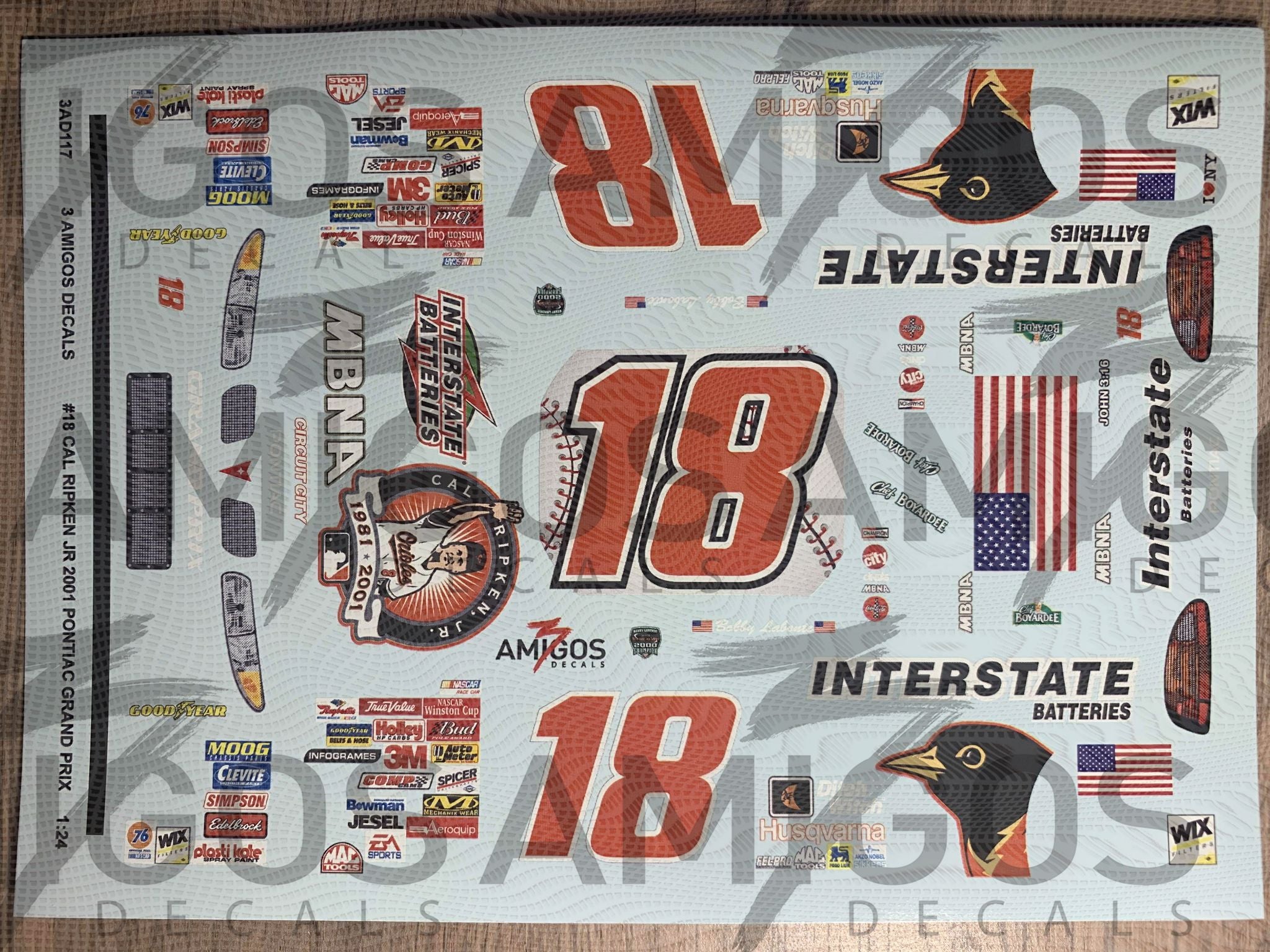 3 Amigos Decals Interstate Batteries Cal Ripken 2001 JR Pontiac Grand ...