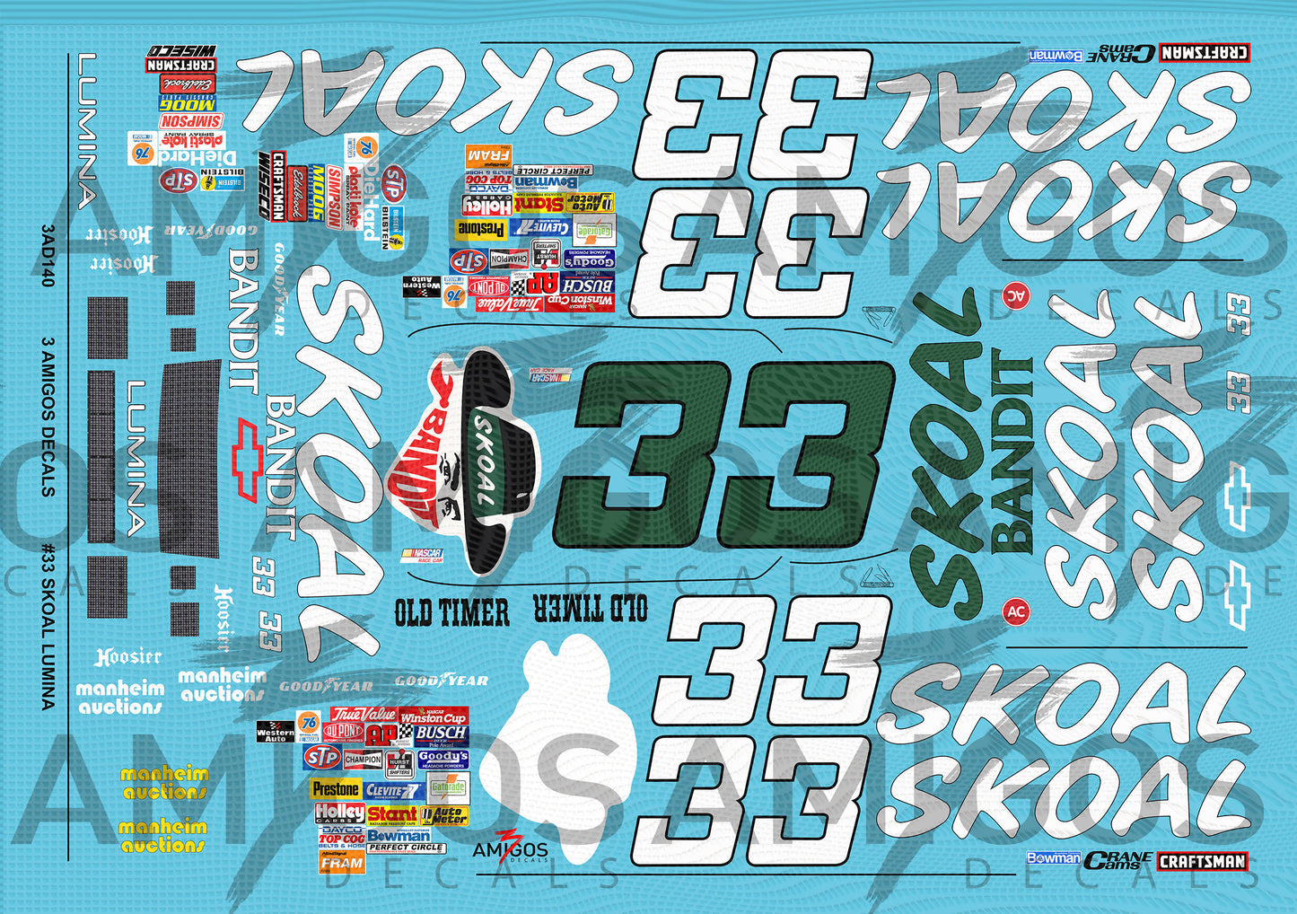 3 Amigos Decals #33 Skoal Bandit 1994 Lumina 1:24 Decal Set – Print it ...