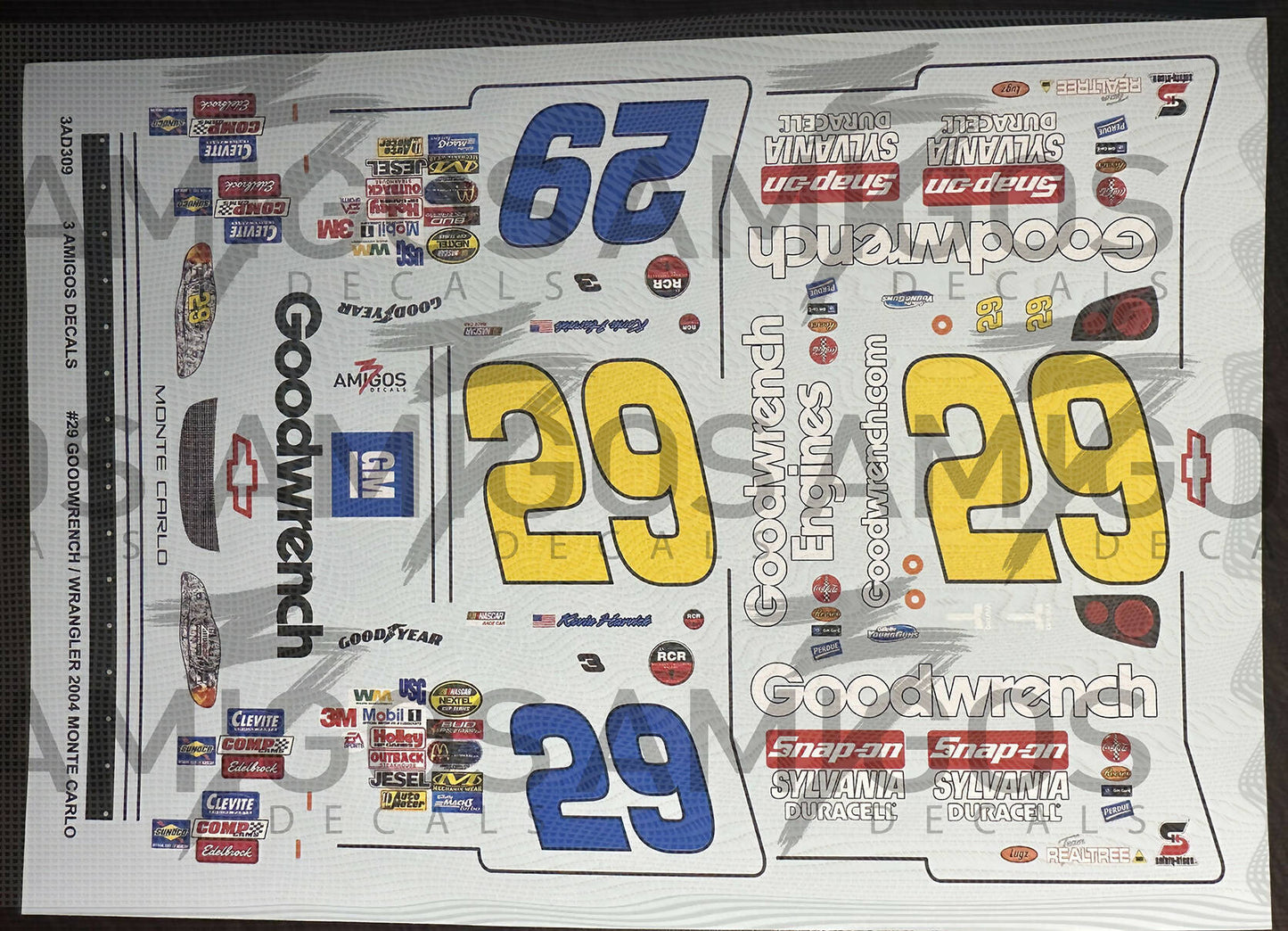 3 Amigos Decals #29 GOODWRENCH/WRANGLER 2004 MONTE CARLO Decal Set 1:2 ...