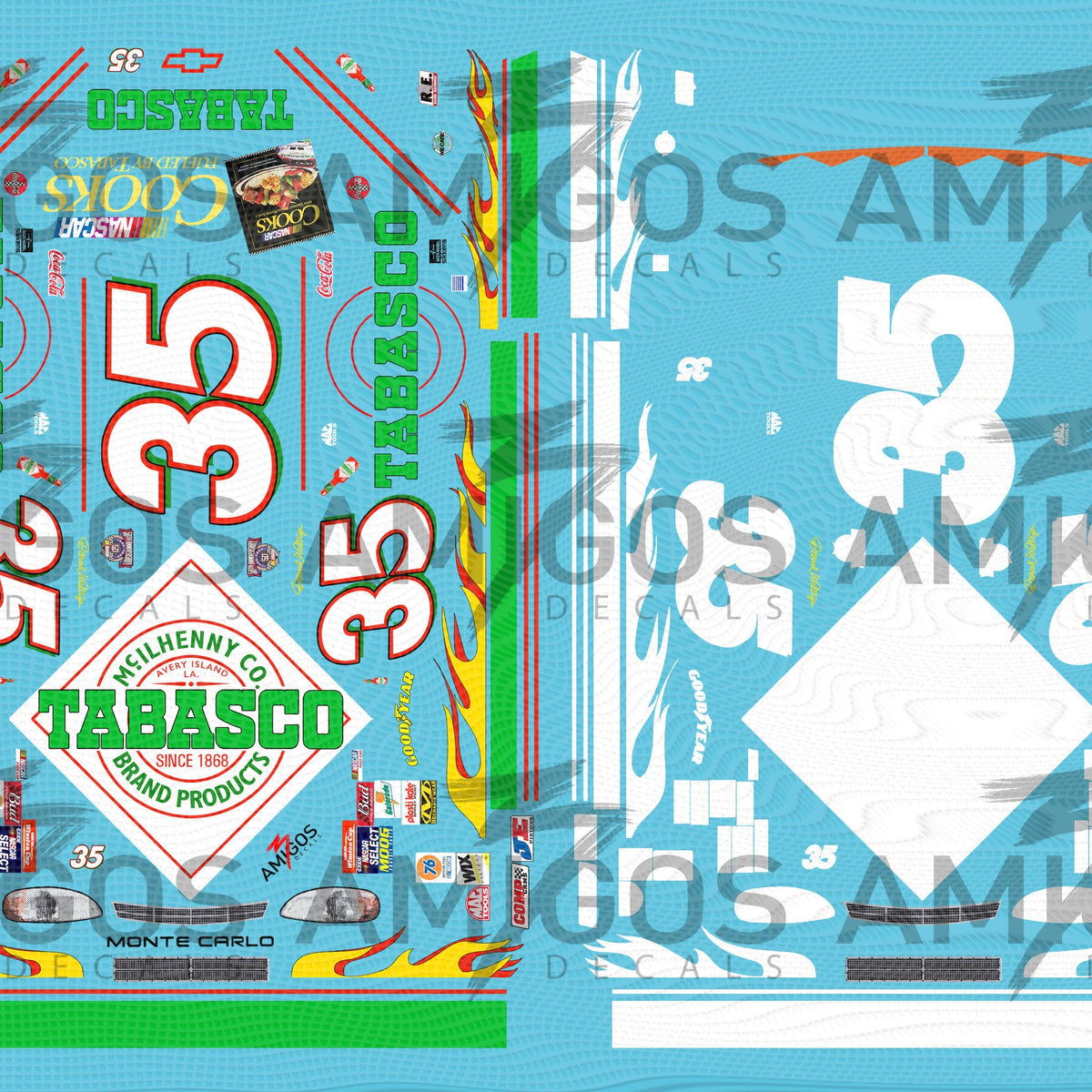 3 Amigos Decals #35 Tabasco 1998 Monte Carlo Racecar Decal Set 1:24 ...