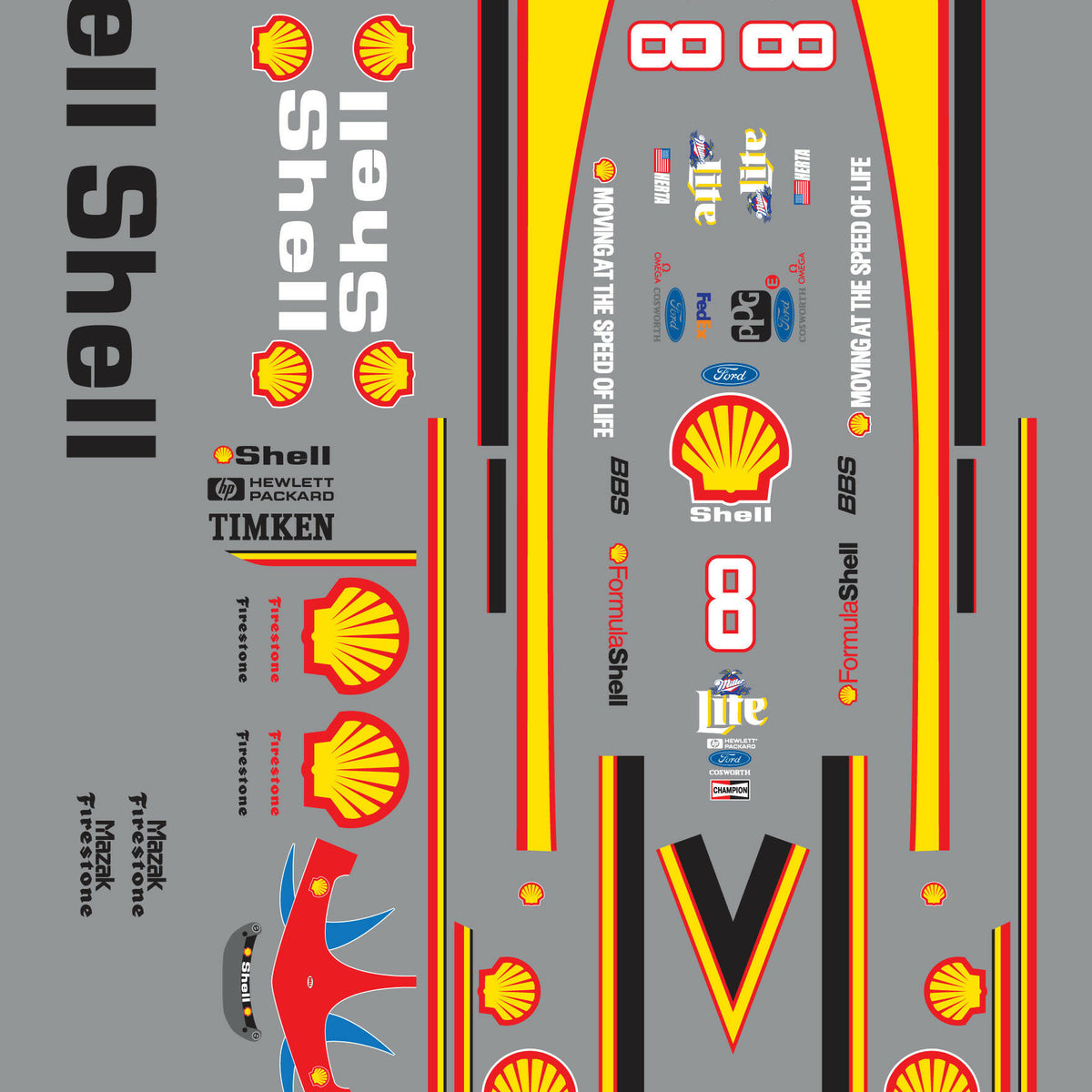 Grand Precision - 1/18 1998 Bryan Herta #8 Shell – Print it Decals