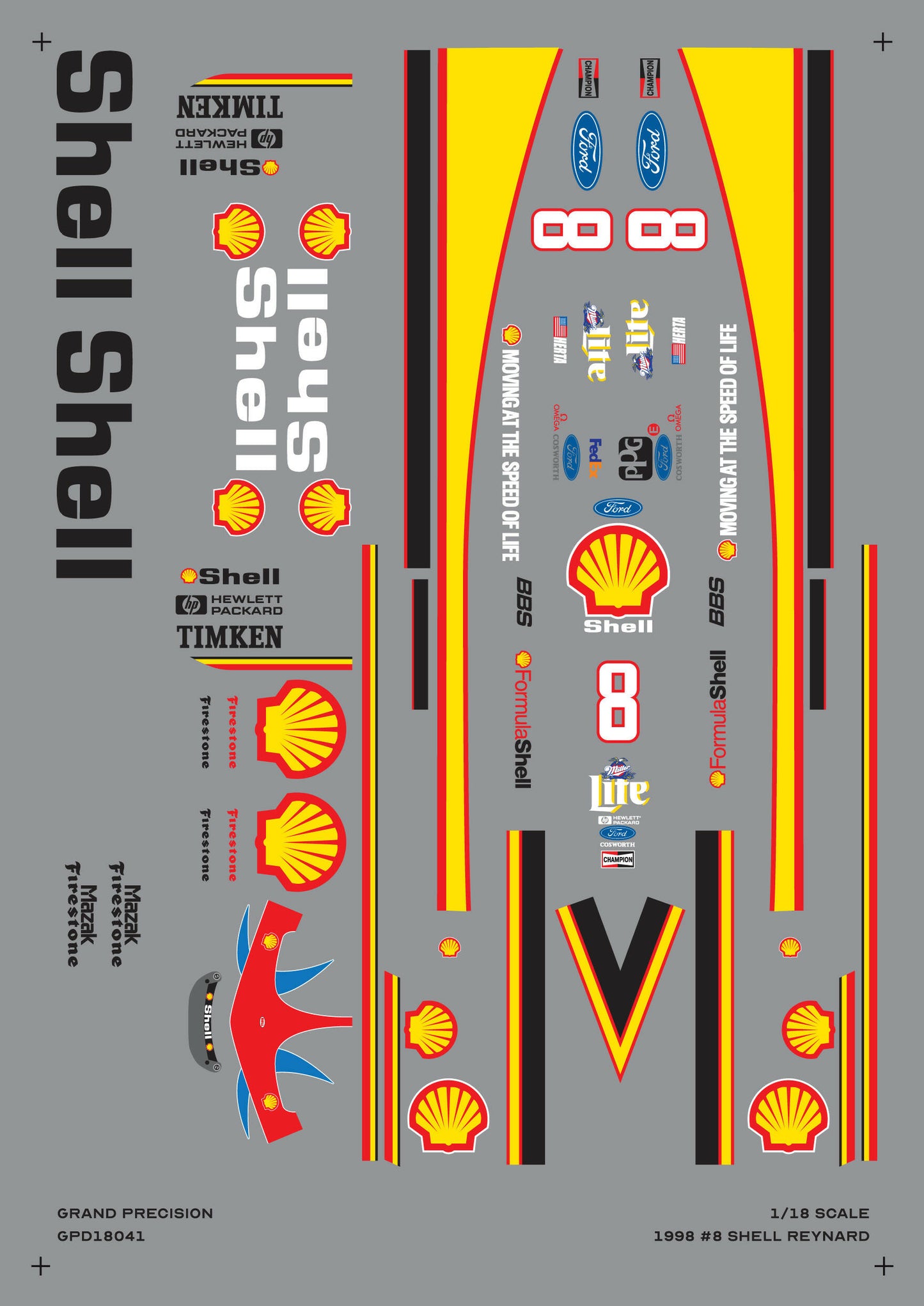Grand Precision - 1/18 1998 Bryan Herta #8 Shell – Print it Decals