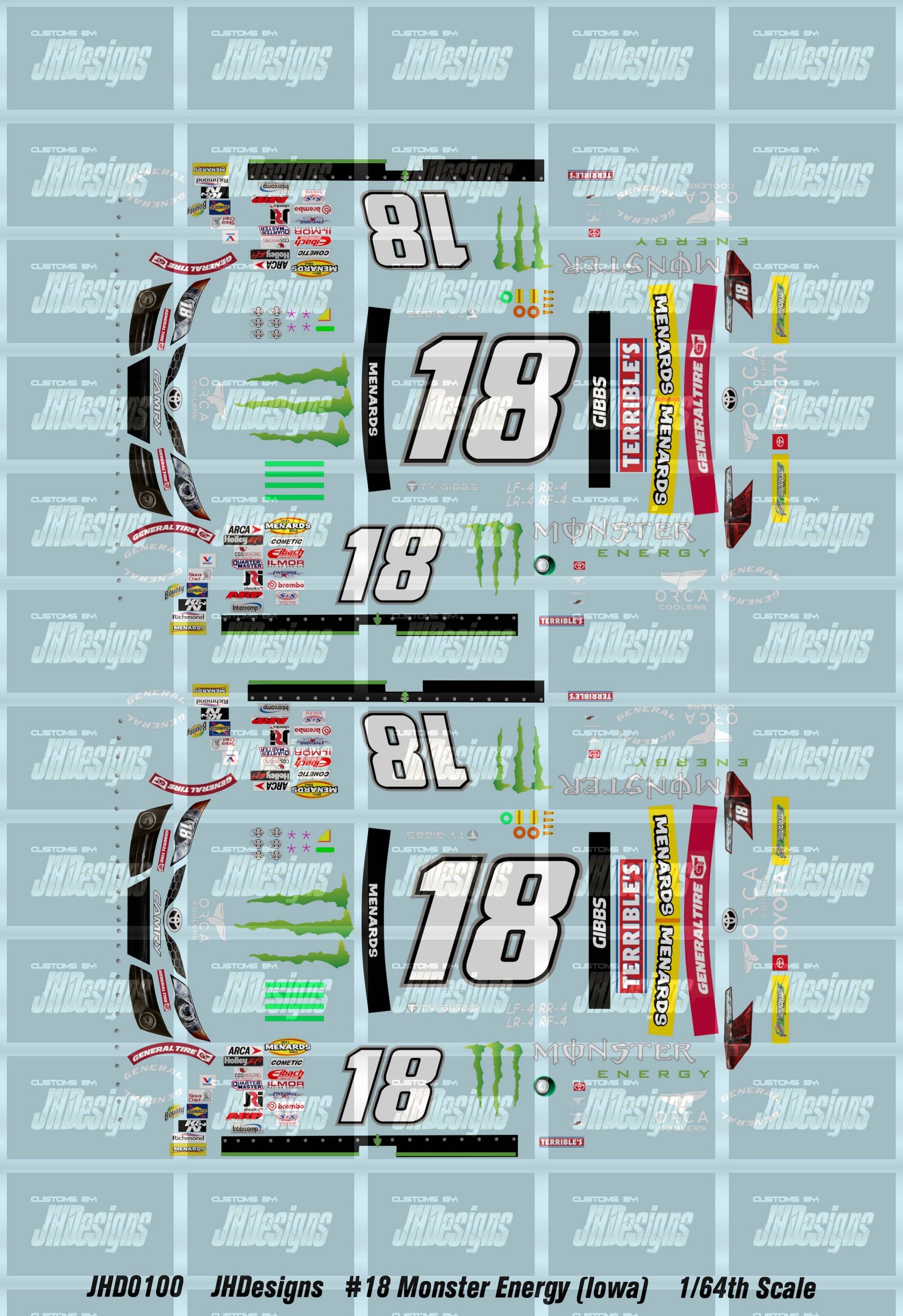 JH Designs Ty Gibbs 2020 ARCA #18 Monster Energy (Iowa Race Win) 1:64 ...