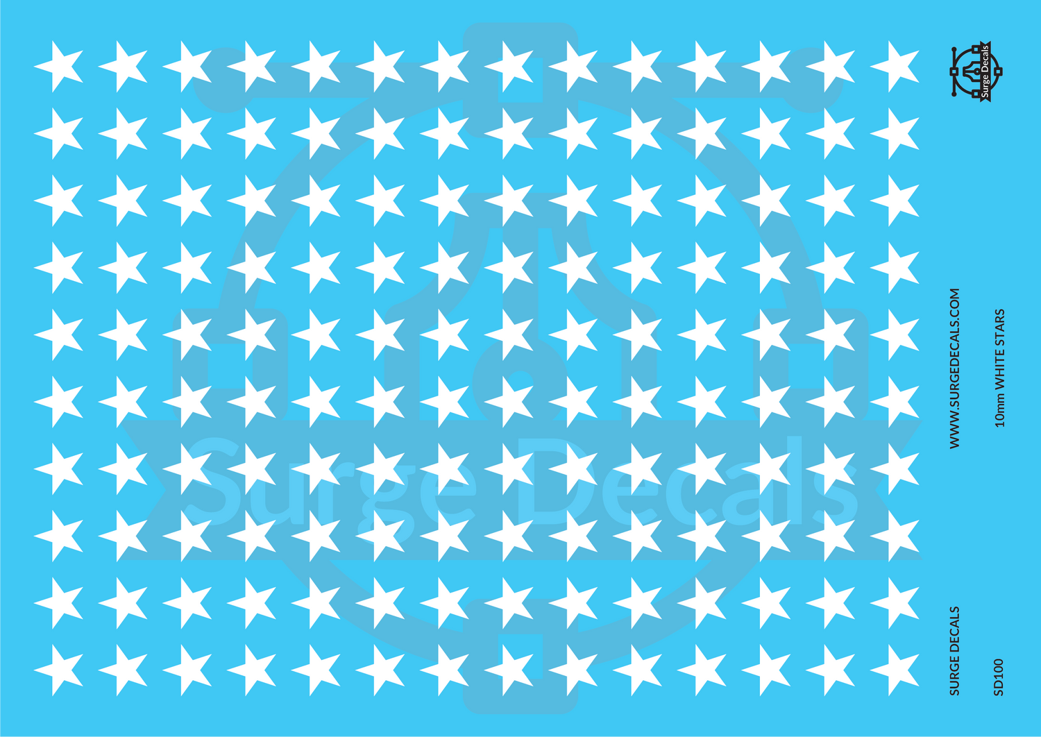 Surge Decals 10mm Tall White Stars Decals Set – Print it Decals