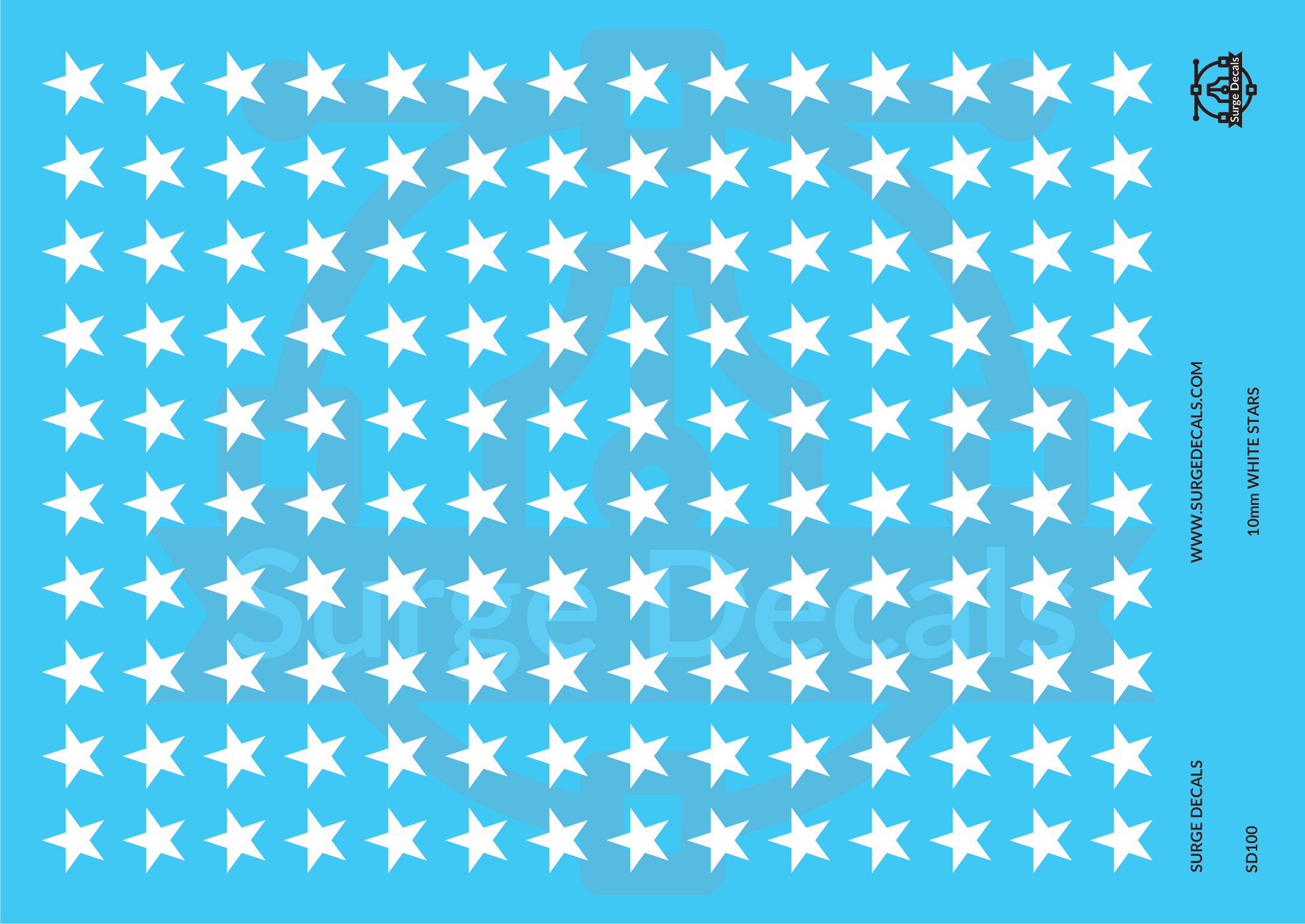 Surge Decals 10mm Tall White Stars Decals Set – Print it Decals