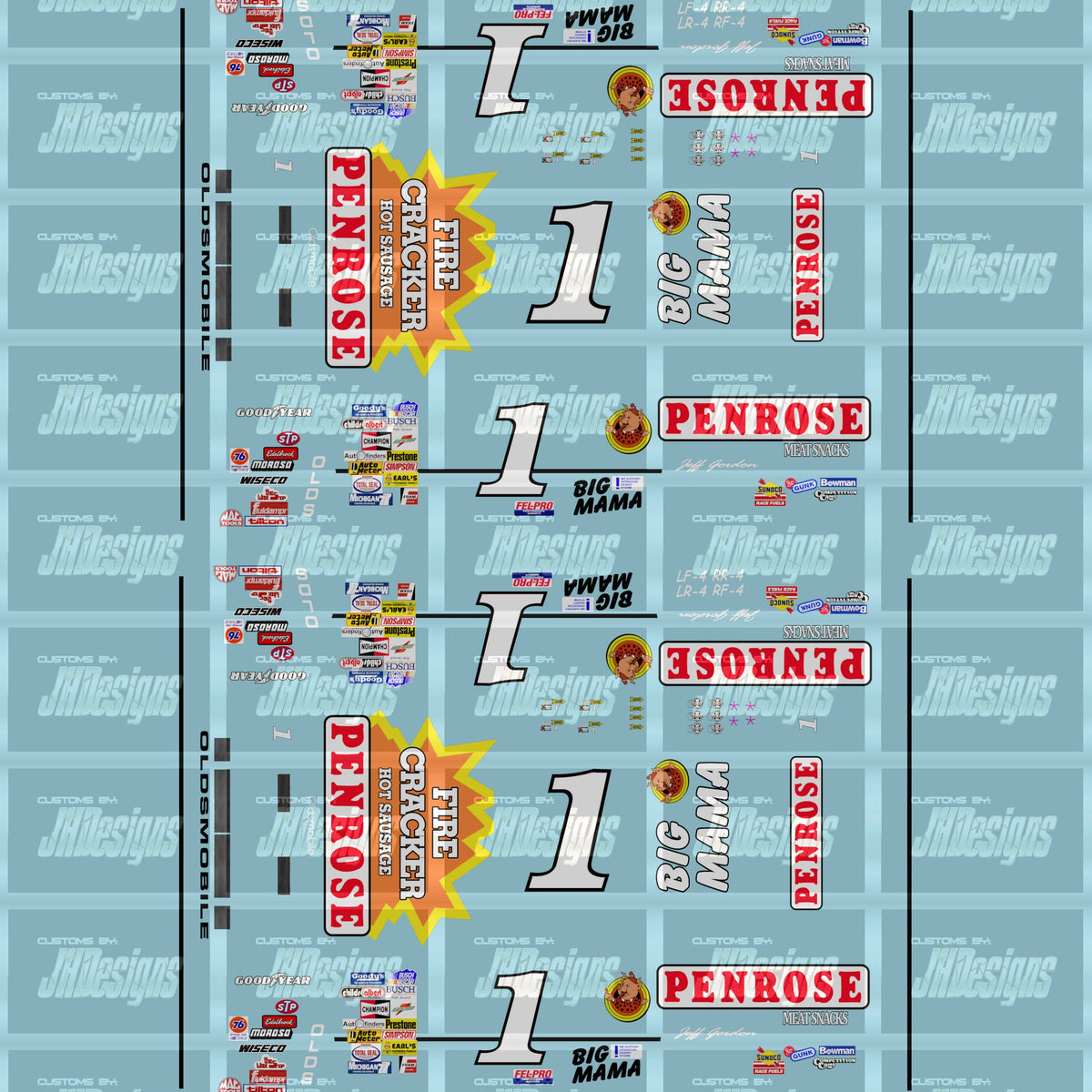 JH Designs Jeff Gordon 1991 NBS #1 Penrose Firecracker Sausages 1:64 R ...
