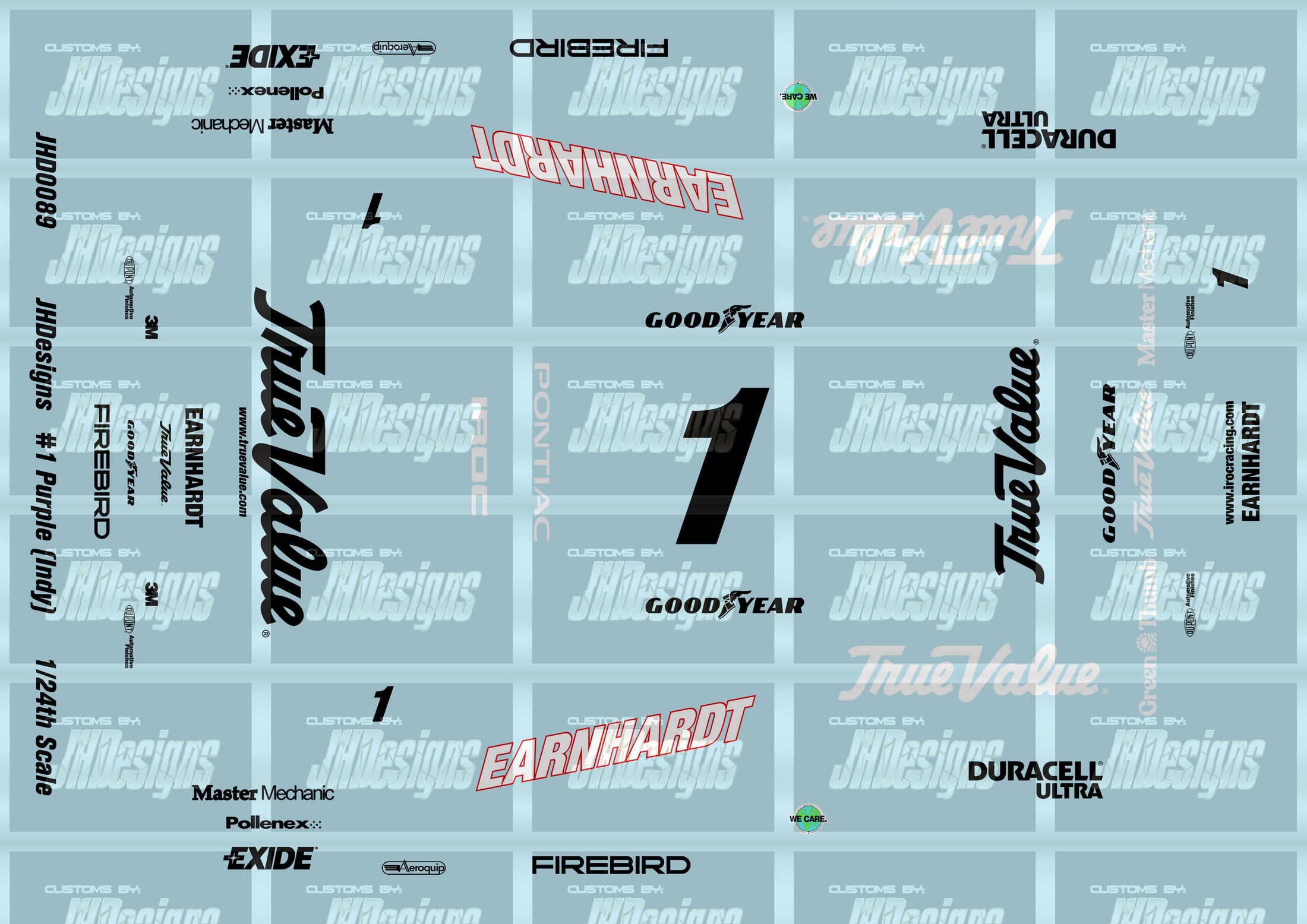 JH Designs Dale Earnhardt 2000 IROC #1 Purple (Indy) 1:24 Racecar Deca ...
