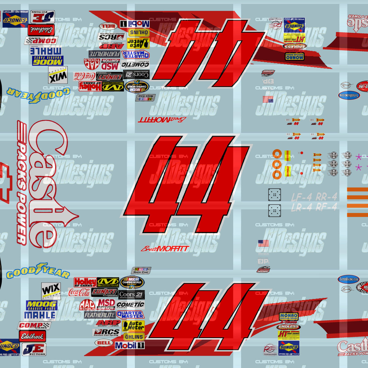 JH Designs Brett Moffitt 2009 CWE #44 Castle Packs Power 1:24 Racecar ...