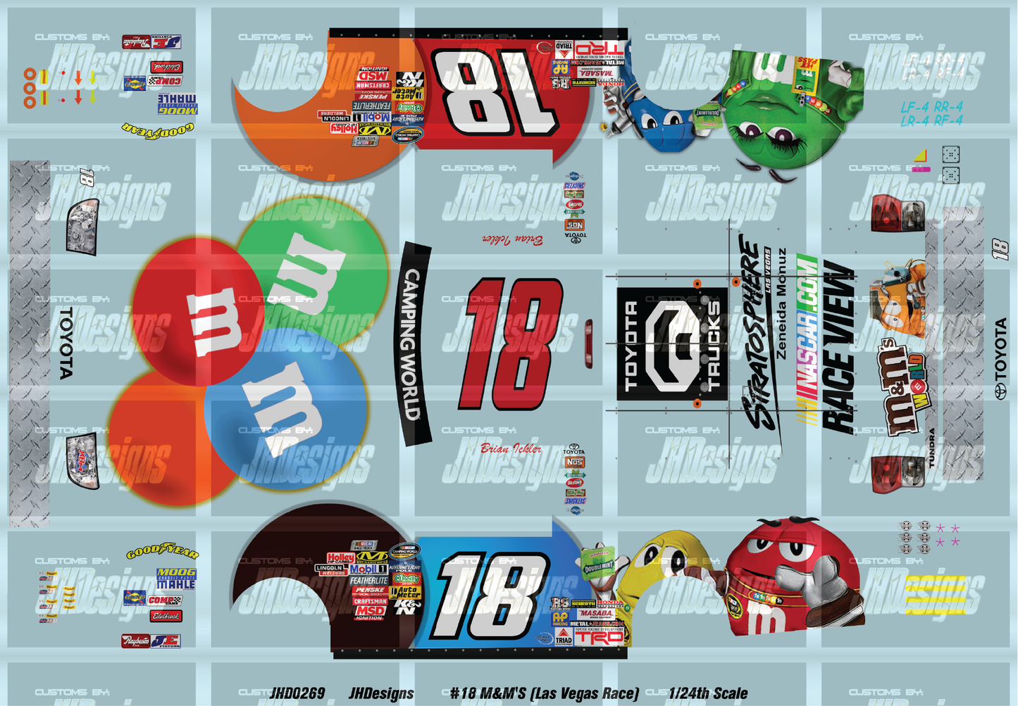 JH Designs Brian Ickler 2010 CWTS #18 M&M's (Las Vegas Race) 1:24 Race ...
