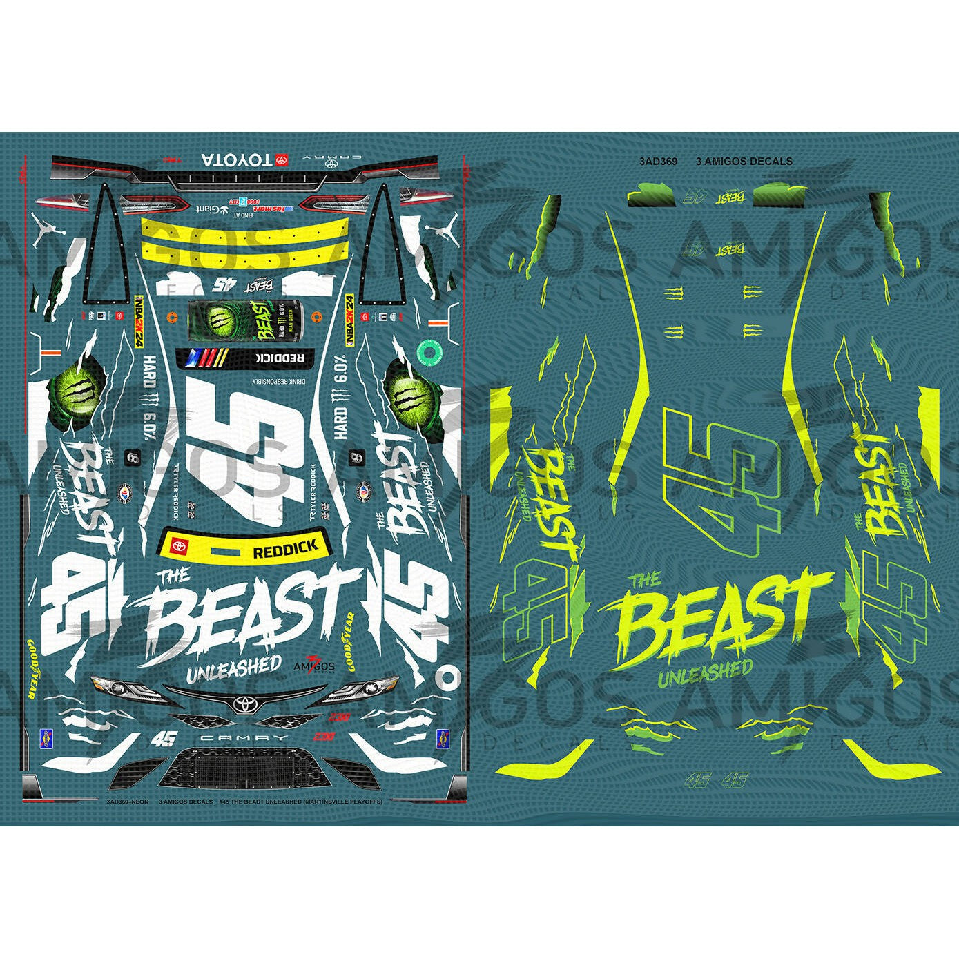 3 Amigos Decals #45 THE BEAST UNLEASHED 2023 CAMRY (MARTINSVILLE PLAYO ...