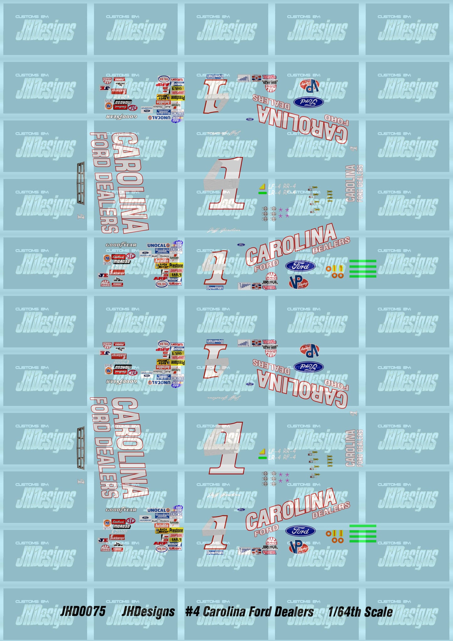 JH Designs Jeff Gordon 1991 NBS #4 Carolina Ford Dealers 1:64 Racecar ...